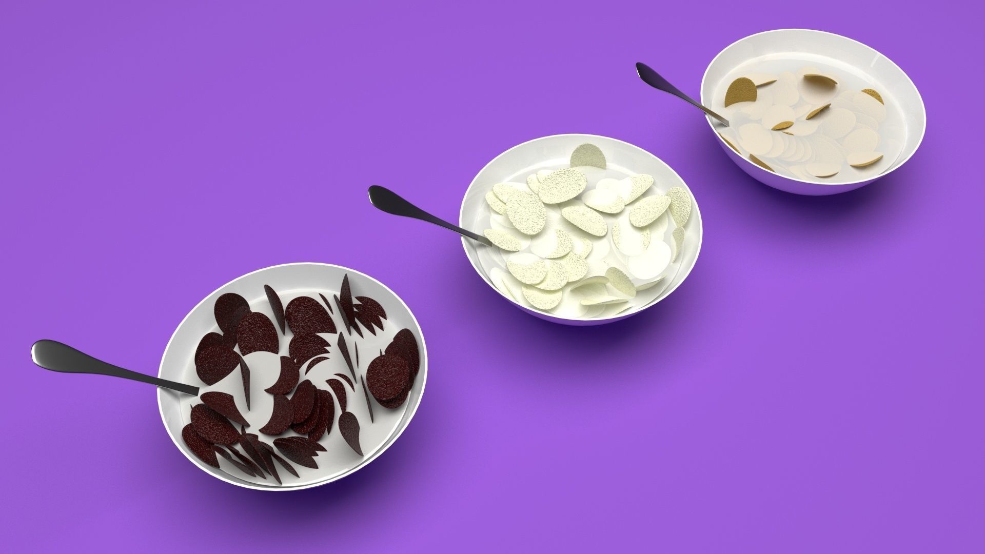 Bowl of Bent Oval Cereals Set 3D model | CGTrader