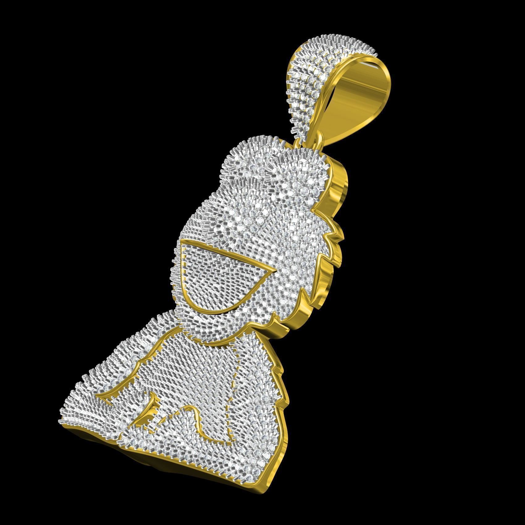 Smiley Face Cartoon Caracter Hip Hop Pendant 3D model 3D printable ...