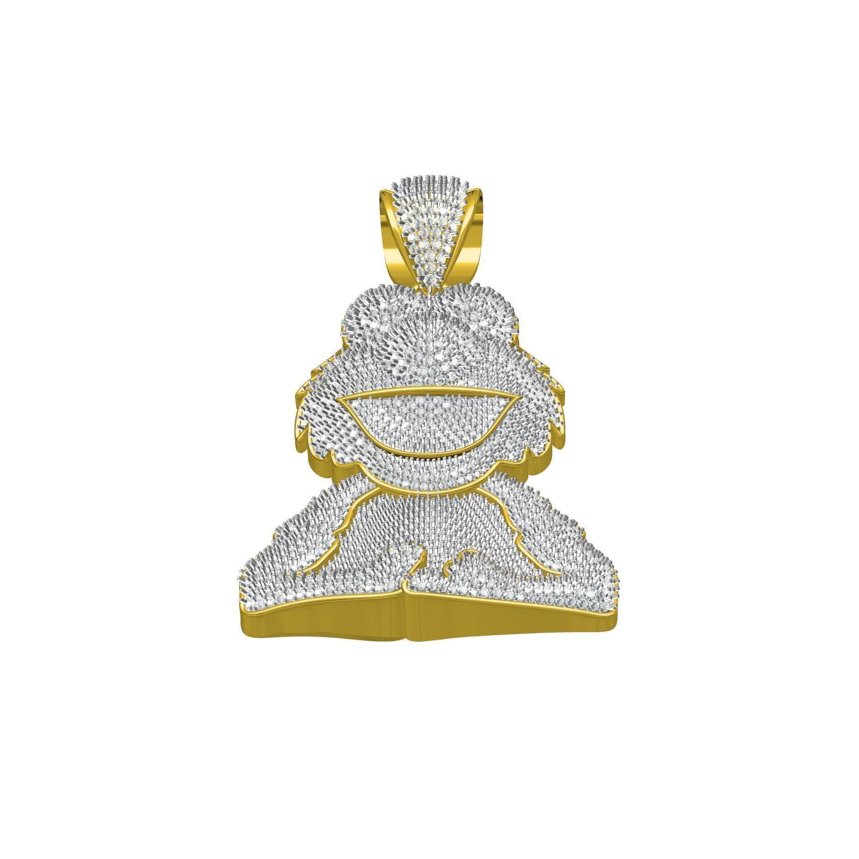 Smiley Face Cartoon Caracter Hip Hop Pendant 3D model 3D printable ...