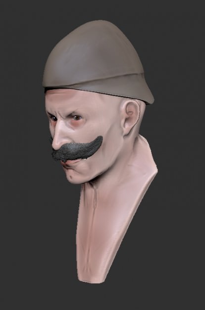 Soldier man with moustache and mustache 3D model | CGTrader
