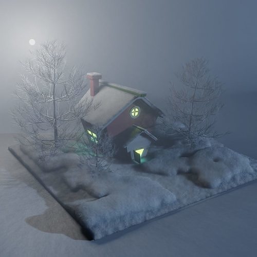 Snowy Winter House 3D model | CGTrader