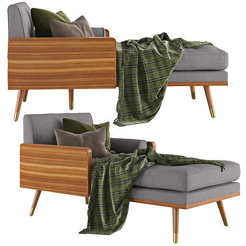 Cape Chaise Minimalist Wooden Chaise Lounge 3D model | CGTrader