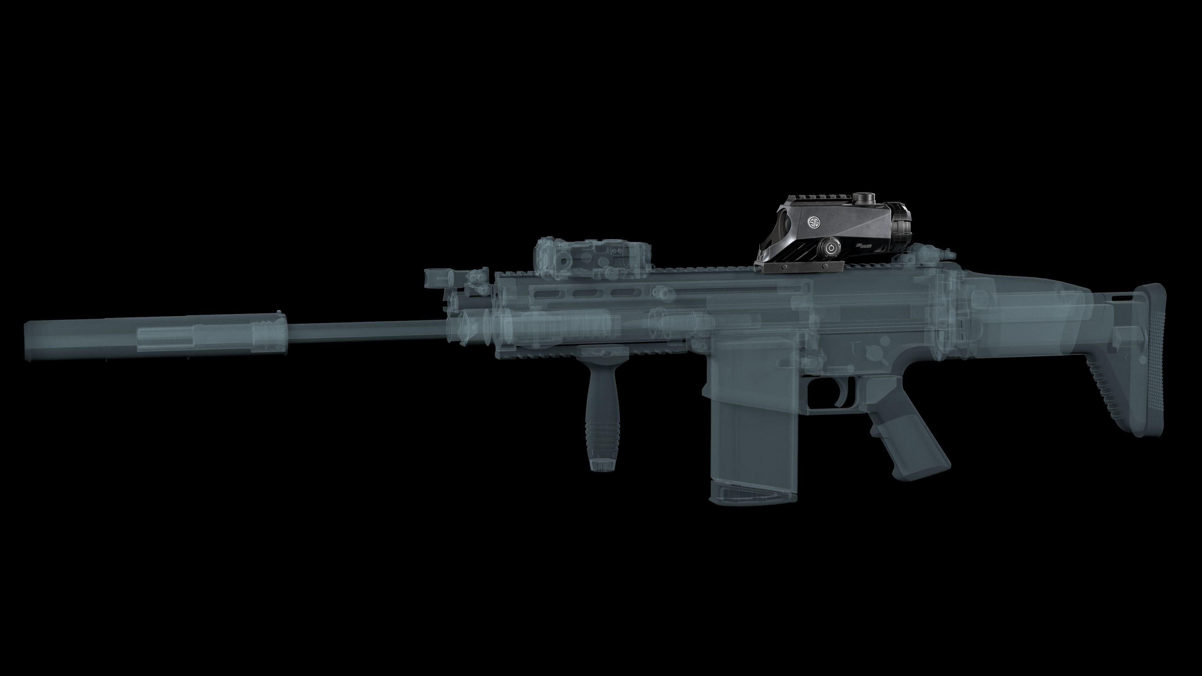 3D model Tactical rifle scope Sig sauer BRAVO4 VR / AR / low-poly ...