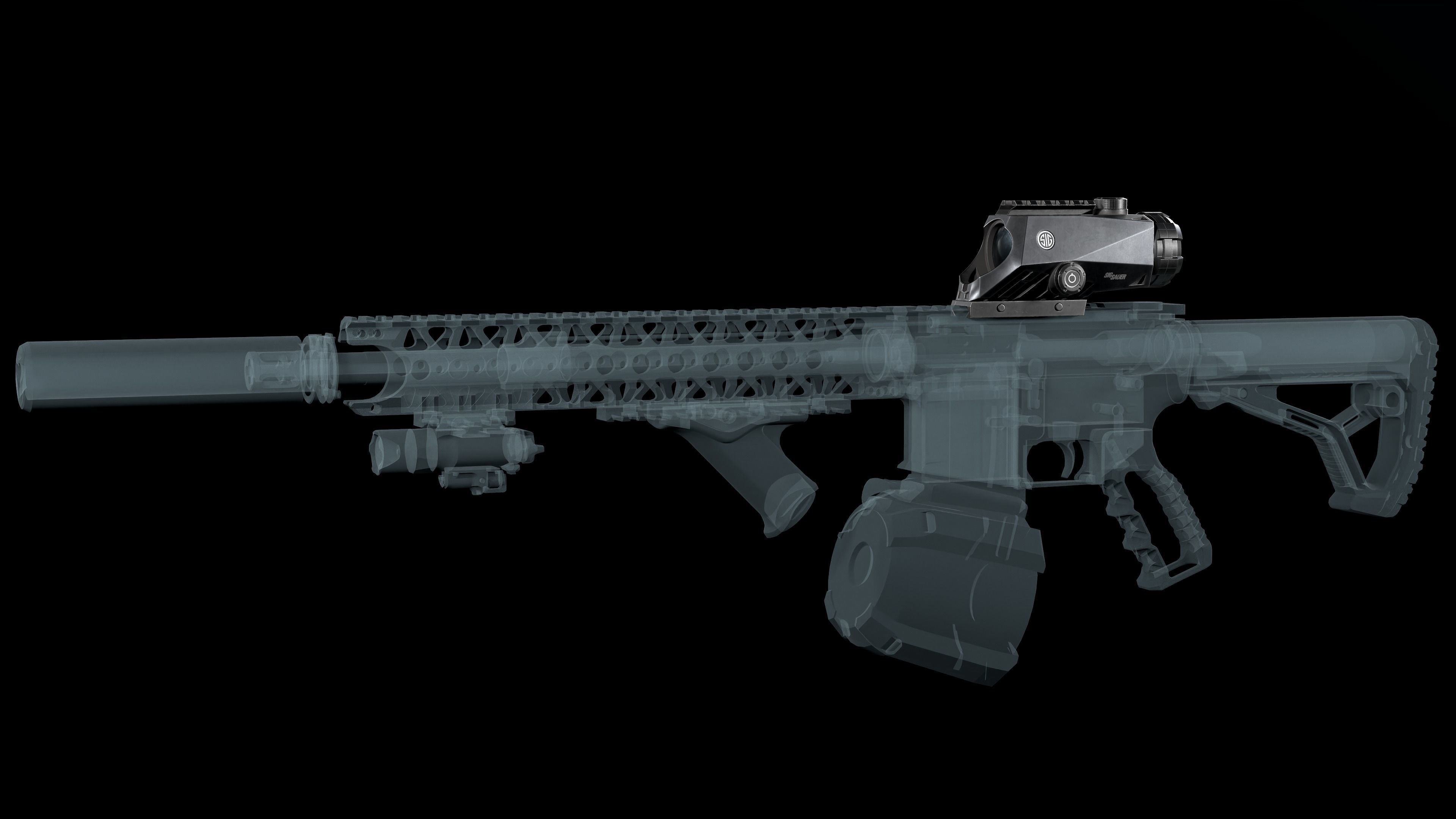 3D model Tactical rifle scope Sig sauer BRAVO4 VR / AR / low-poly ...