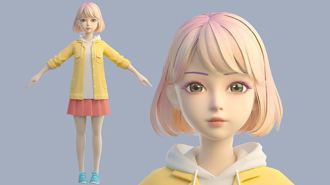 cartoon girl 3D model | CGTrader