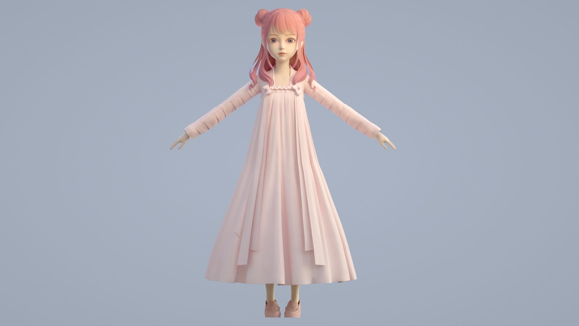 Cartoon girl in Hanfu 3D model | CGTrader