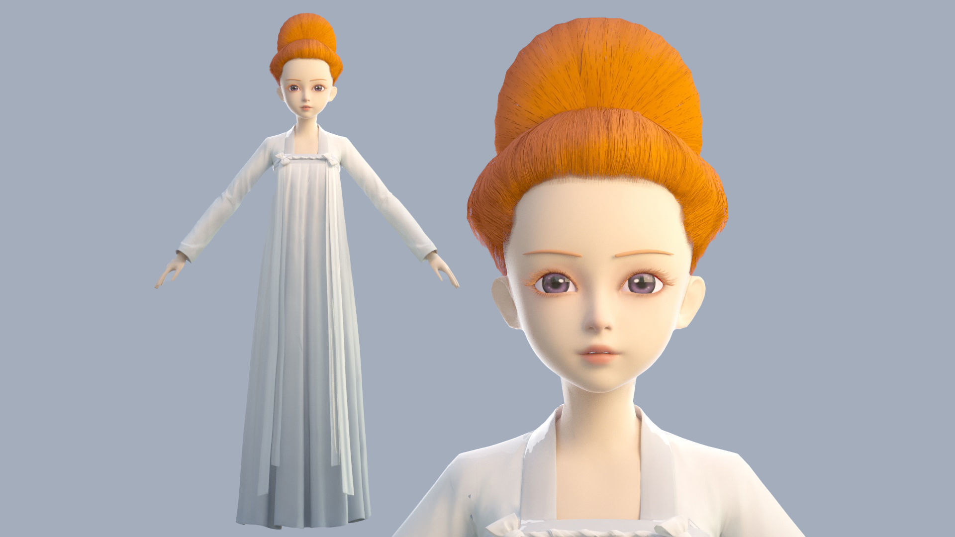 Cartoon Girl In Hanfu 3d Model Cgtrader