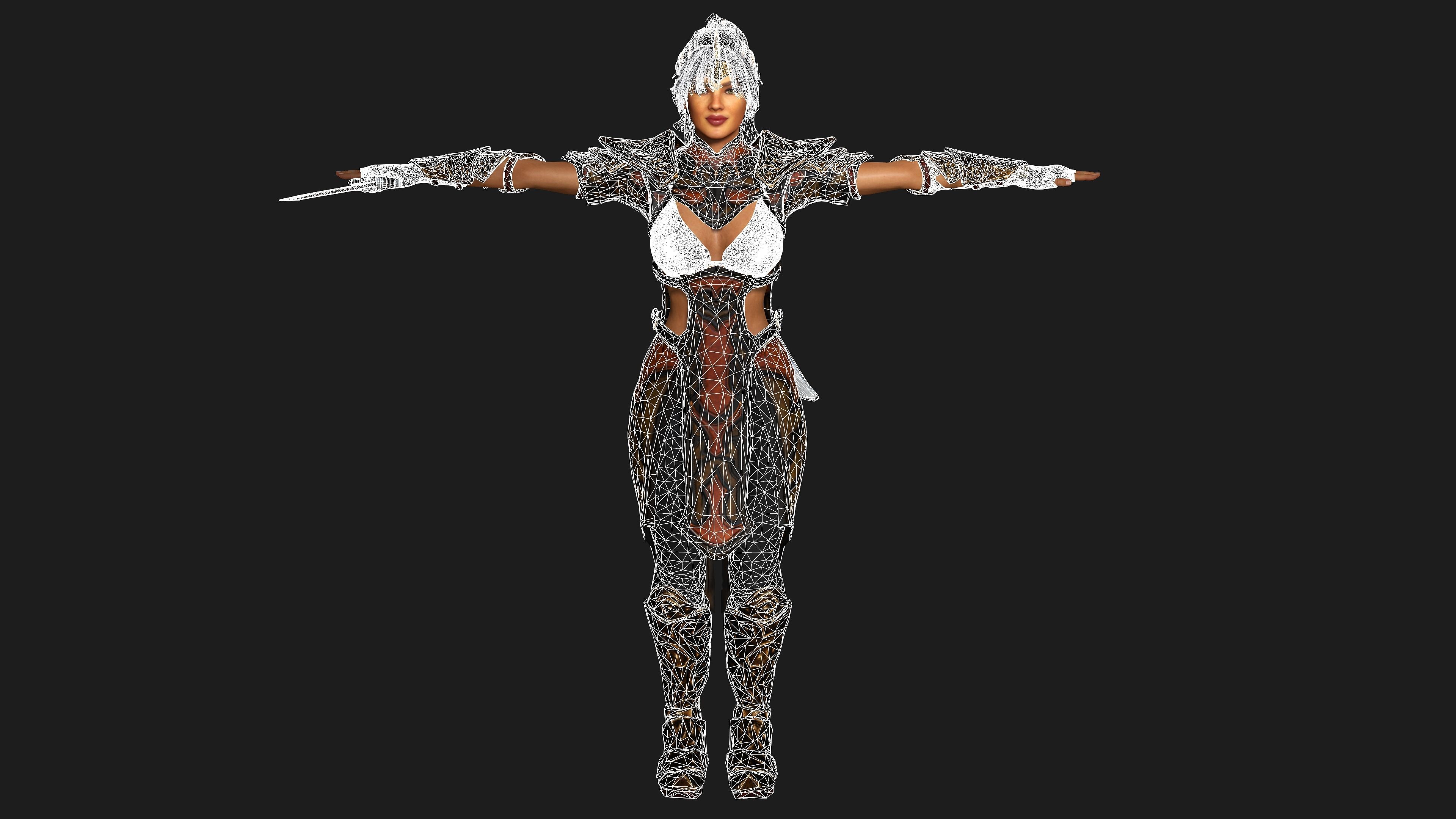 3D model AAA 3D FANTASY FEMALE WARRIOR ALEEYA-REALISTIC GAME CHARACTER ...