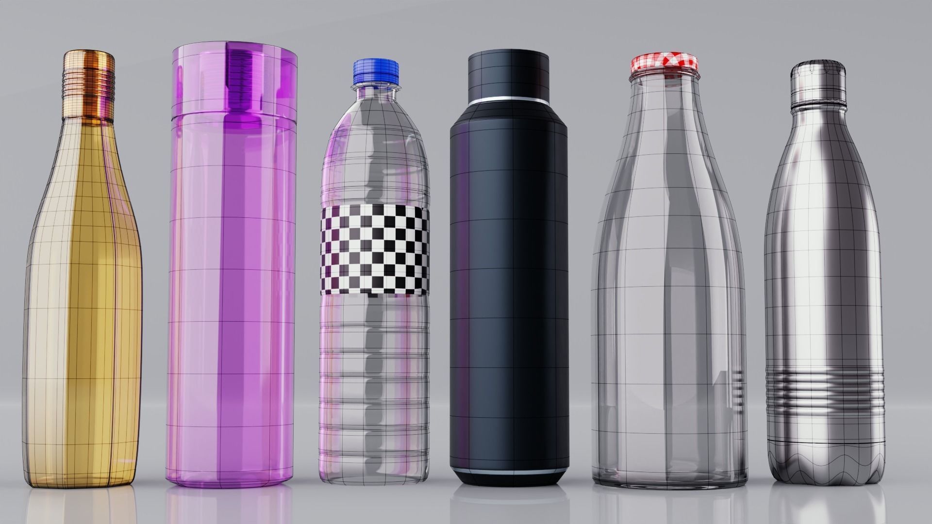 Water Bottle Pack 3D model | CGTrader