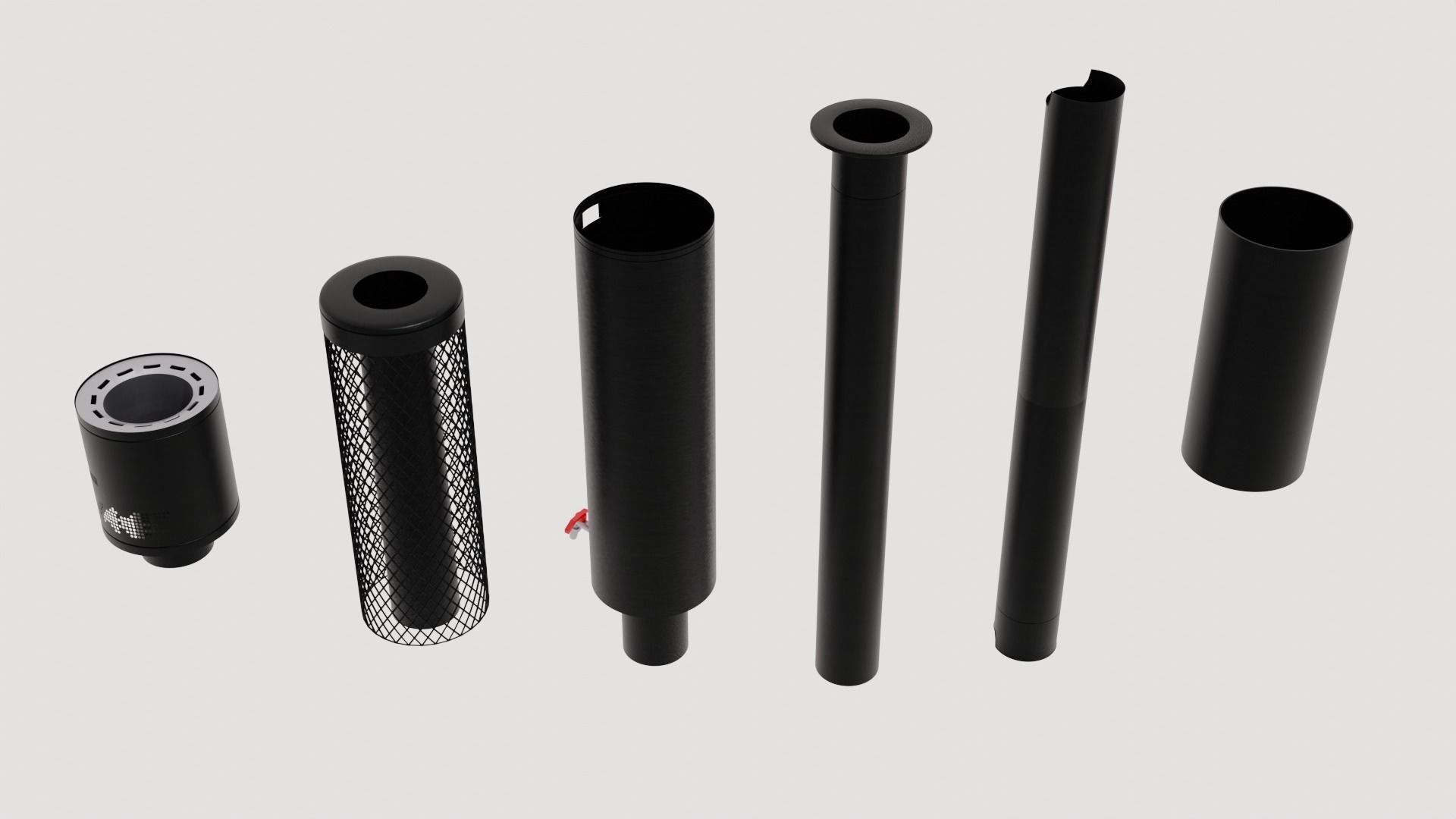 Modular Black Chimney Stove Pipe Set 3D model | CGTrader