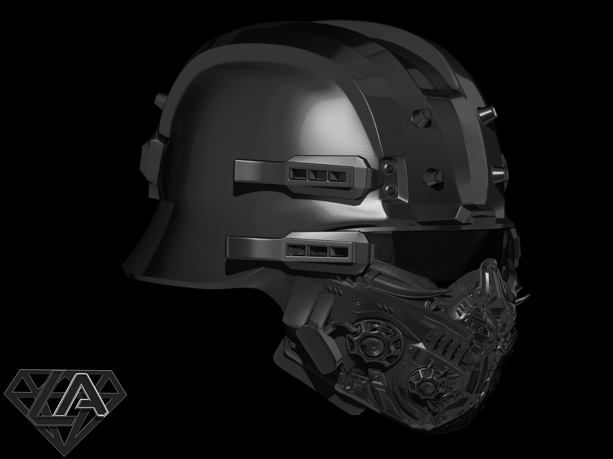 Wolfenstein cybersoldaten custom helmet 3D model 3D printable | CGTrader