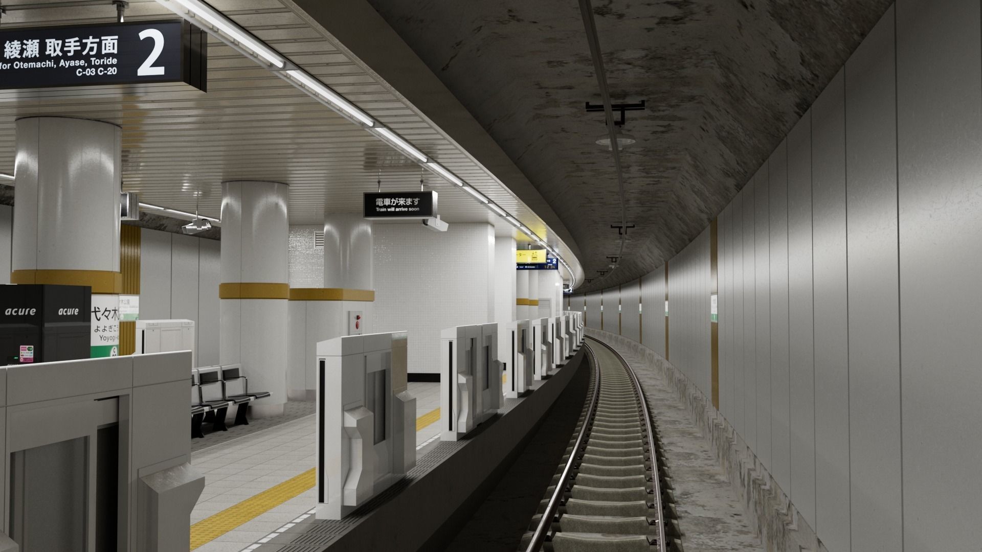 Japanese Railway Metro station 3D model | CGTrader