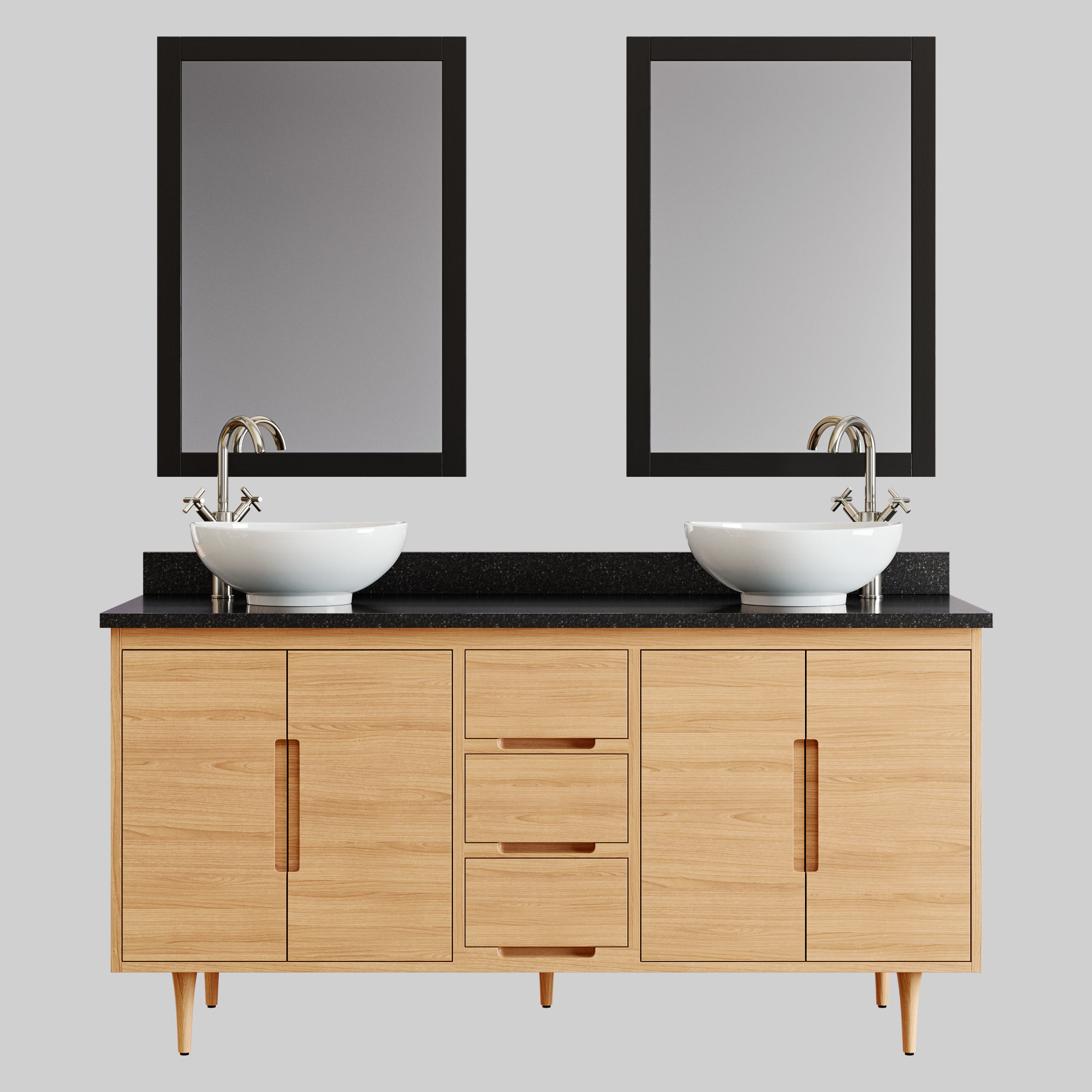 60- Bivins Teak Vessel Double Sink Vanity 3D model | CGTrader