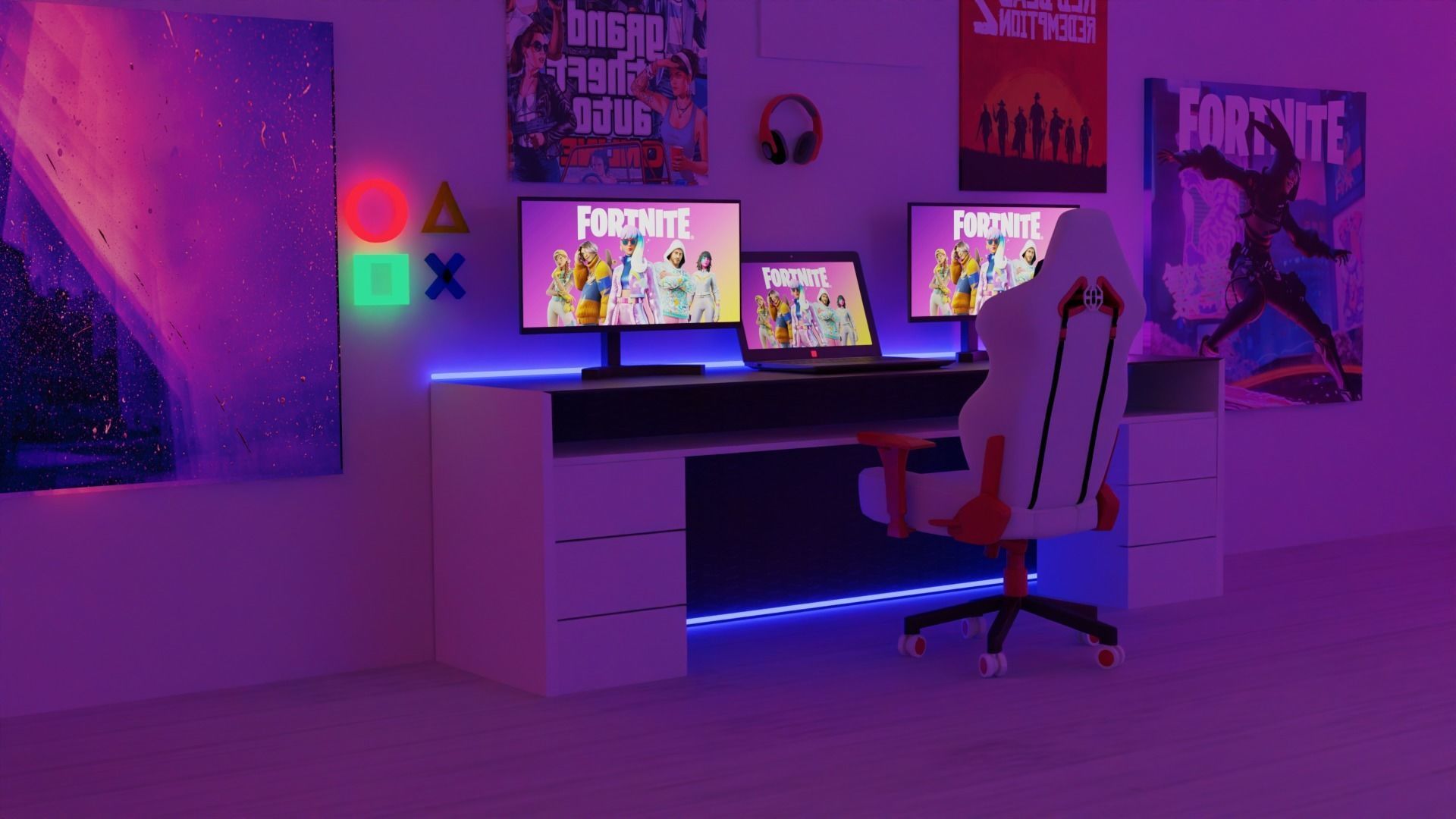 Gaming Bedroom Setup 3D model | CGTrader