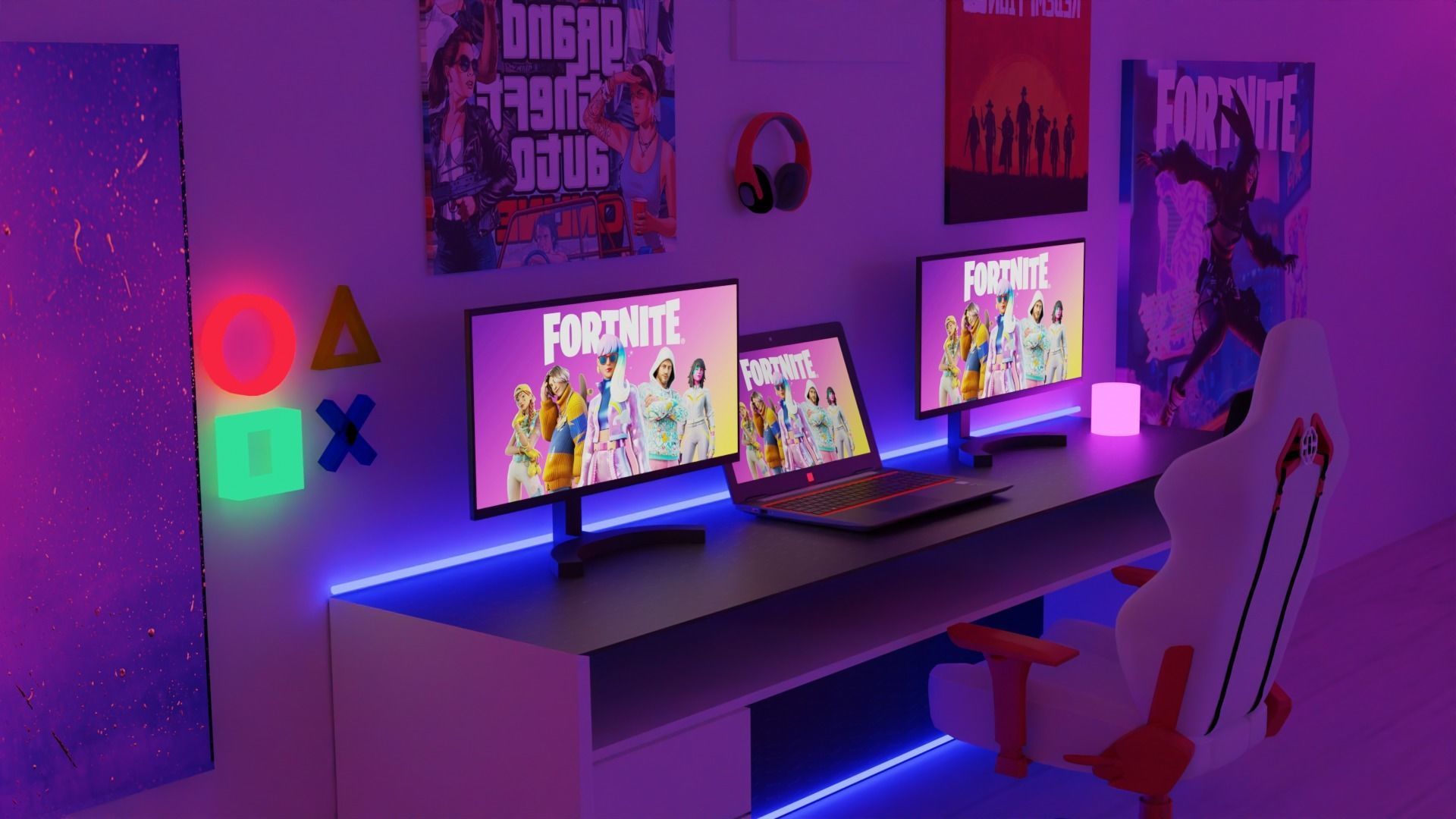 Gaming Bedroom Setup 3D model | CGTrader