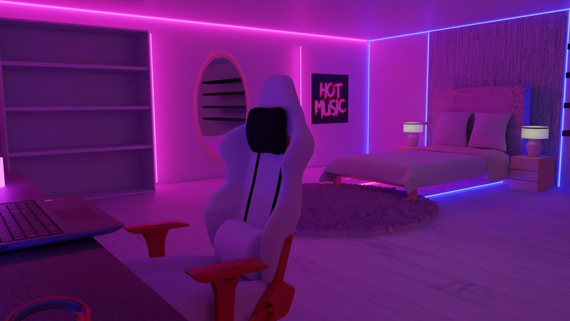 Gaming Bedroom Setup 3D model | CGTrader