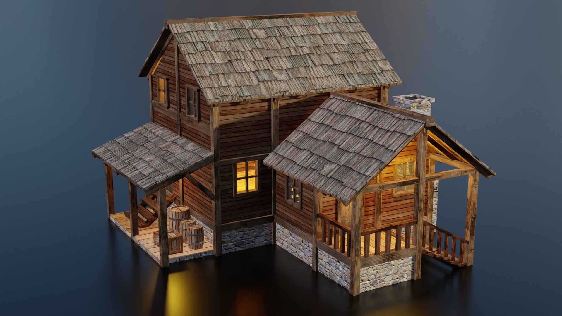 3D model Wooden House E VR / AR / low-poly | CGTrader