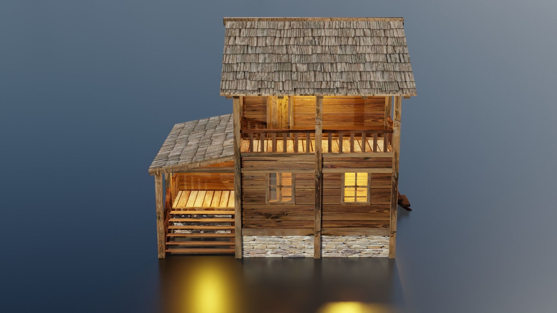 3D model Wooden House F VR / AR / low-poly | CGTrader