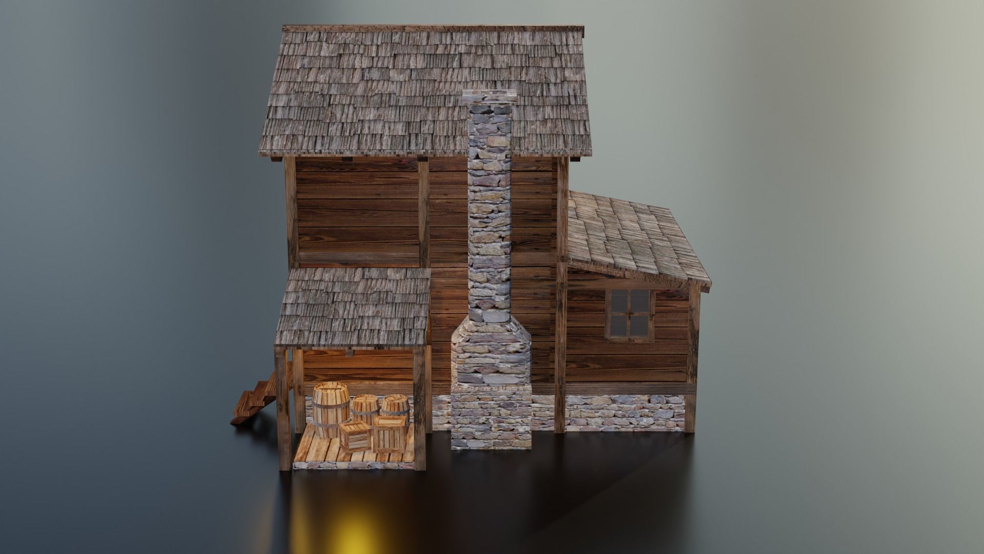 3D model Wooden House F VR / AR / low-poly | CGTrader