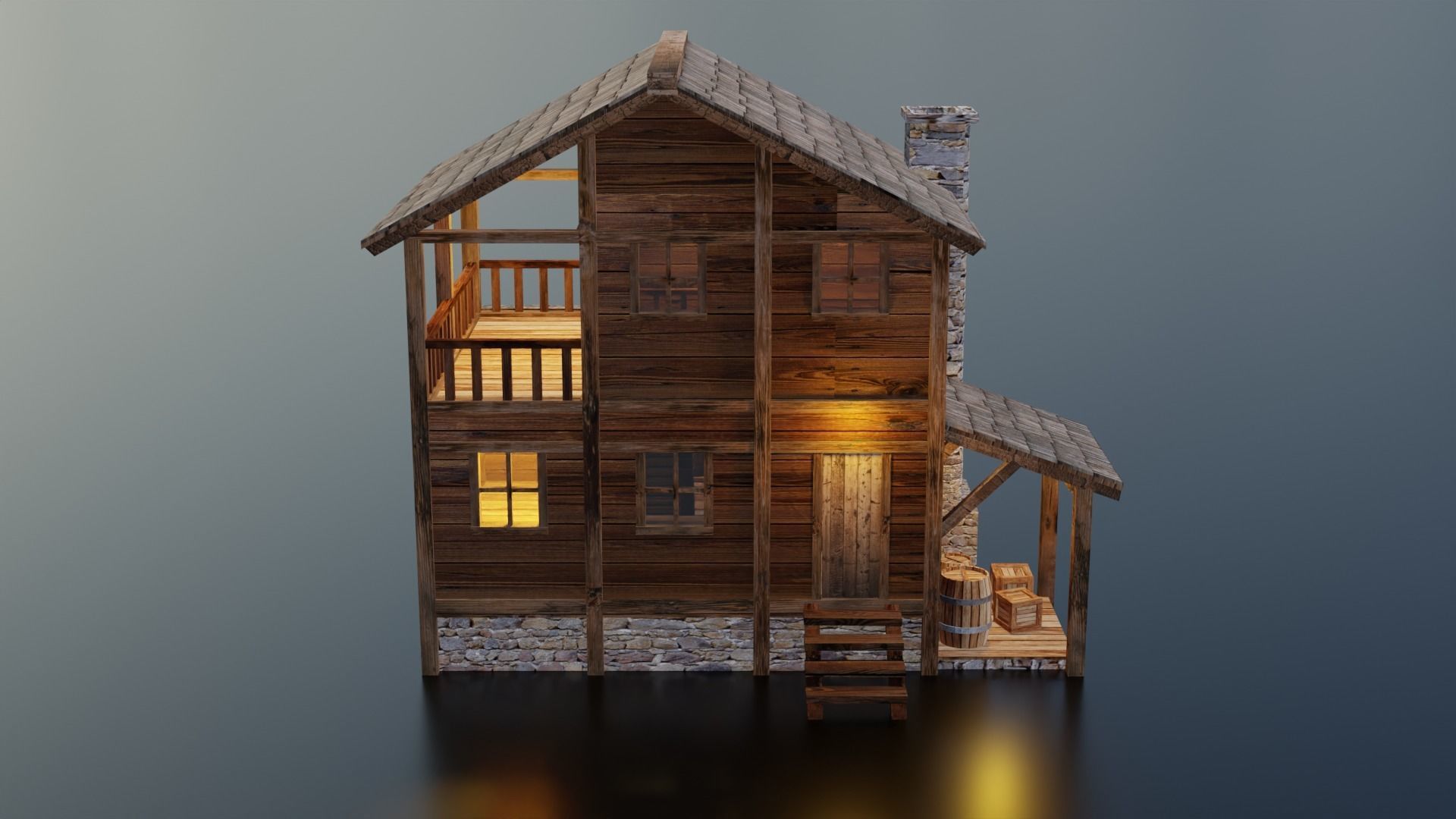 3D model Wooden House F VR / AR / low-poly | CGTrader