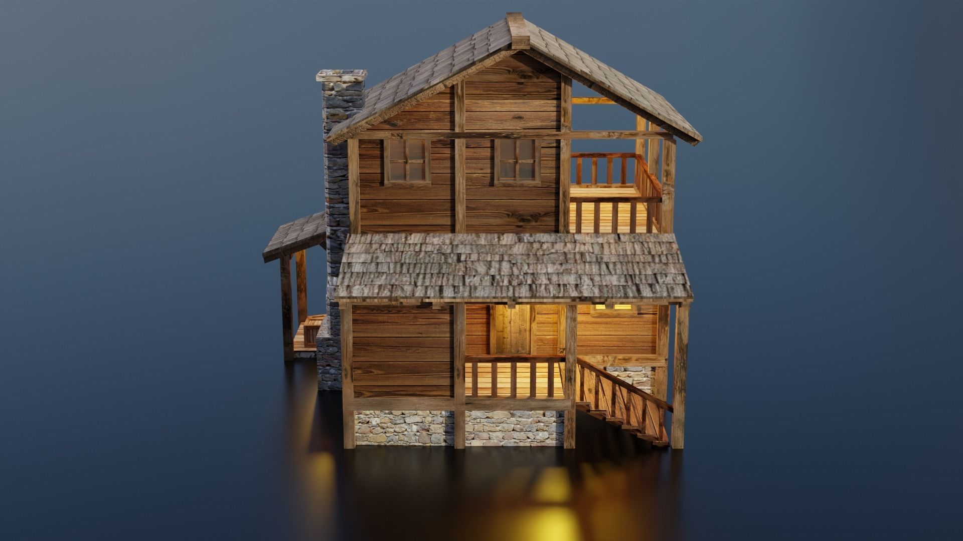 3D model Wooden House F VR / AR / low-poly | CGTrader