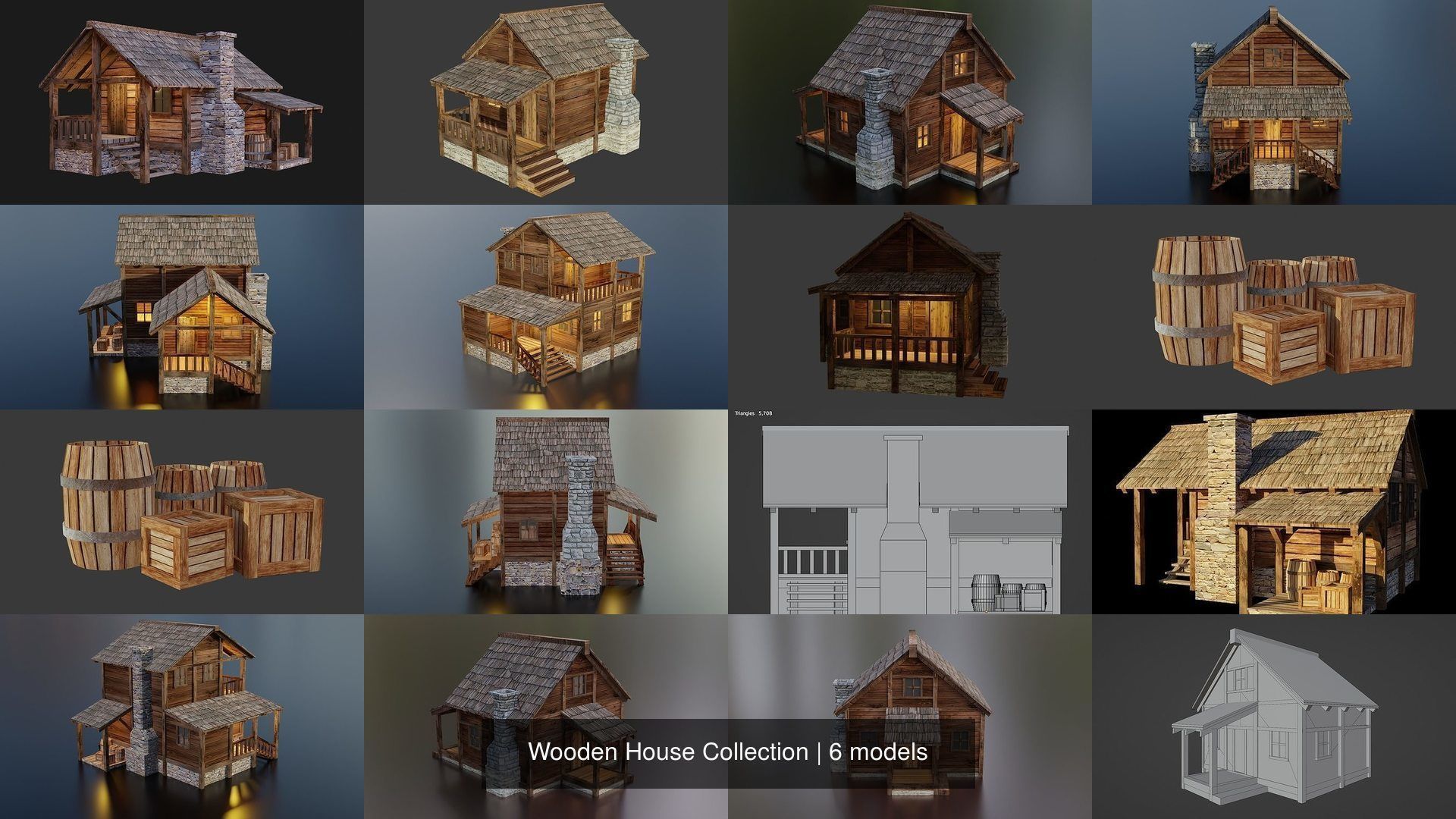 Wooden House Collection VR / AR / low-poly | CGTrader