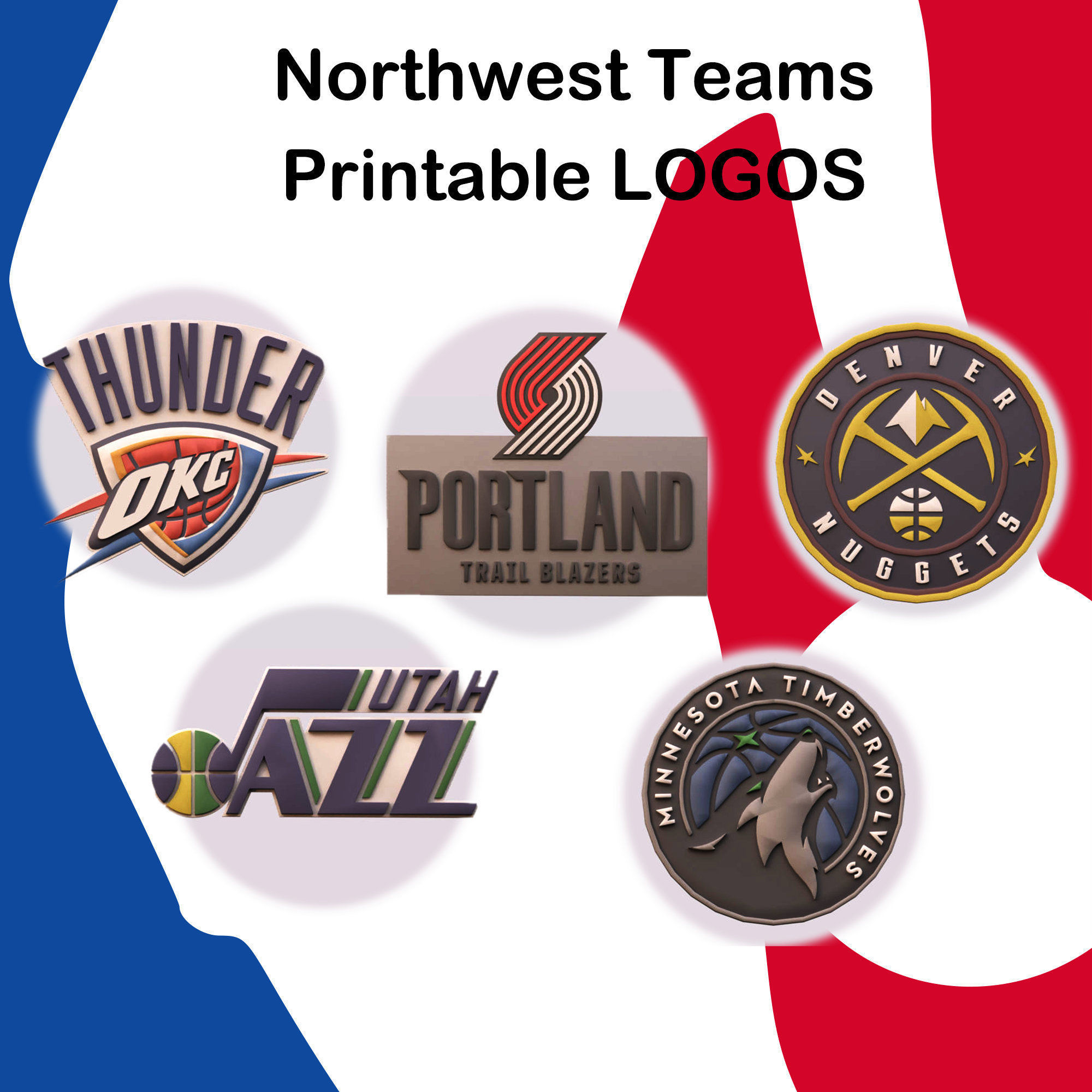 USA Northwest Basketball Teams Printable LOGOS 3D model 3D printable ...