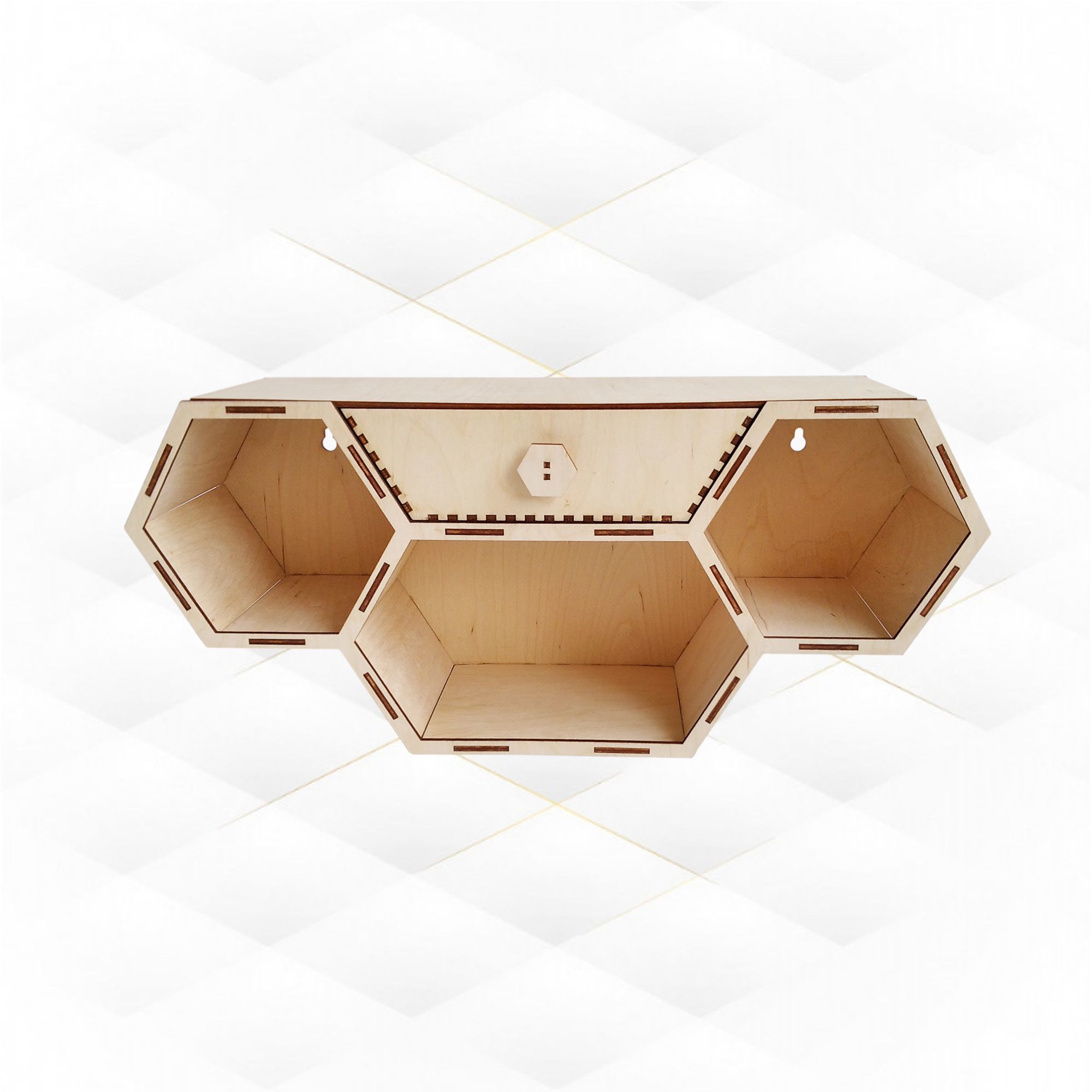 Gift wall shelf hexagonal design pattern laser cutting 3D model 3D ...