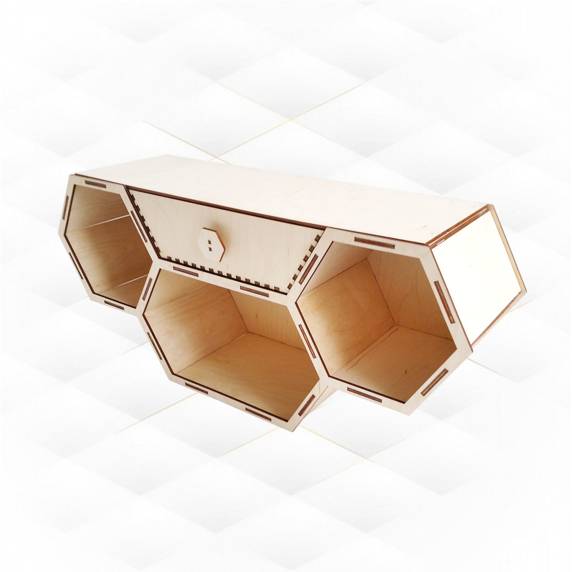 Gift wall shelf hexagonal design pattern laser cutting 3D model 3D ...