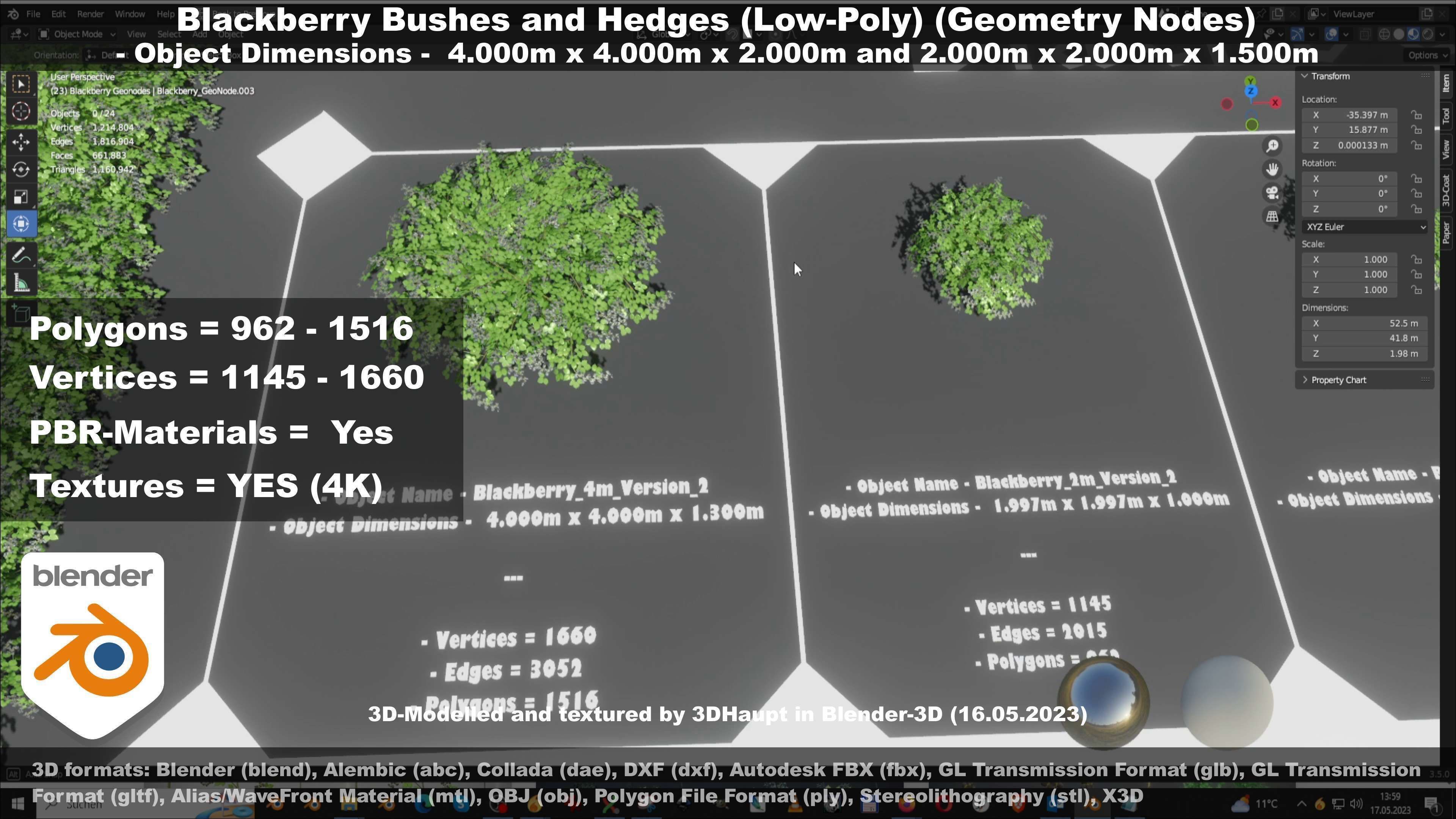 3D model Blackberry Bushes and Hedges with Geometry Nodes VR / AR / low ...