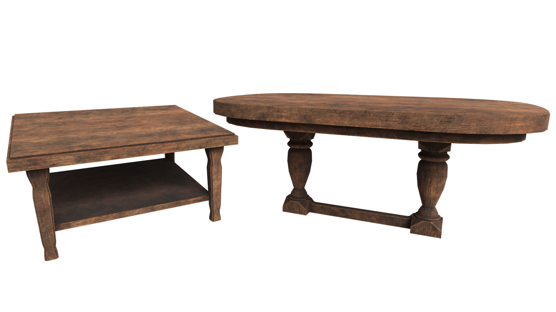3D model Set of 6 old tables VR / AR / low-poly | CGTrader