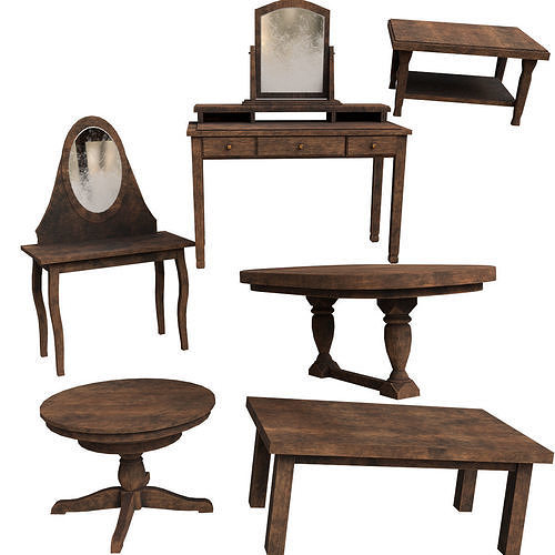 3D model Set of 6 old tables VR / AR / low-poly | CGTrader