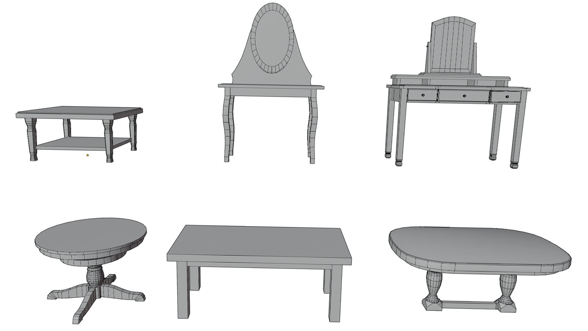 3D model Set of 6 old tables VR / AR / low-poly | CGTrader