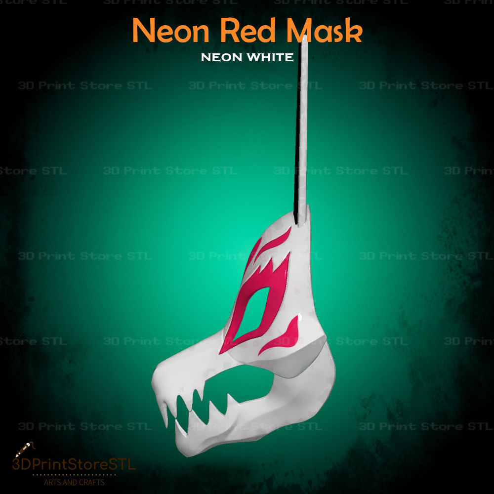 Red Mask Cosplay Neon White Game - STL File 3D model 3D printable ...