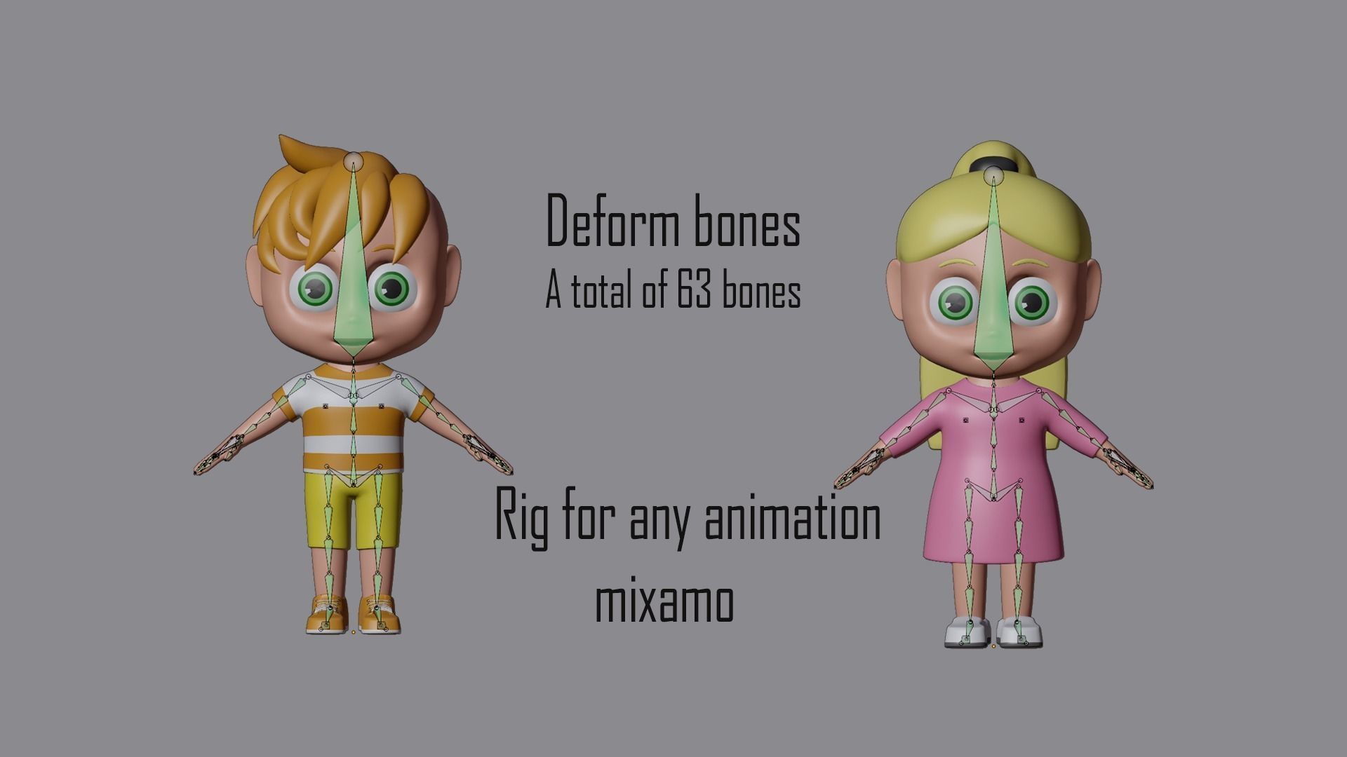 3D model Cartoon characters 2 01 kids VR / AR / low-poly | CGTrader