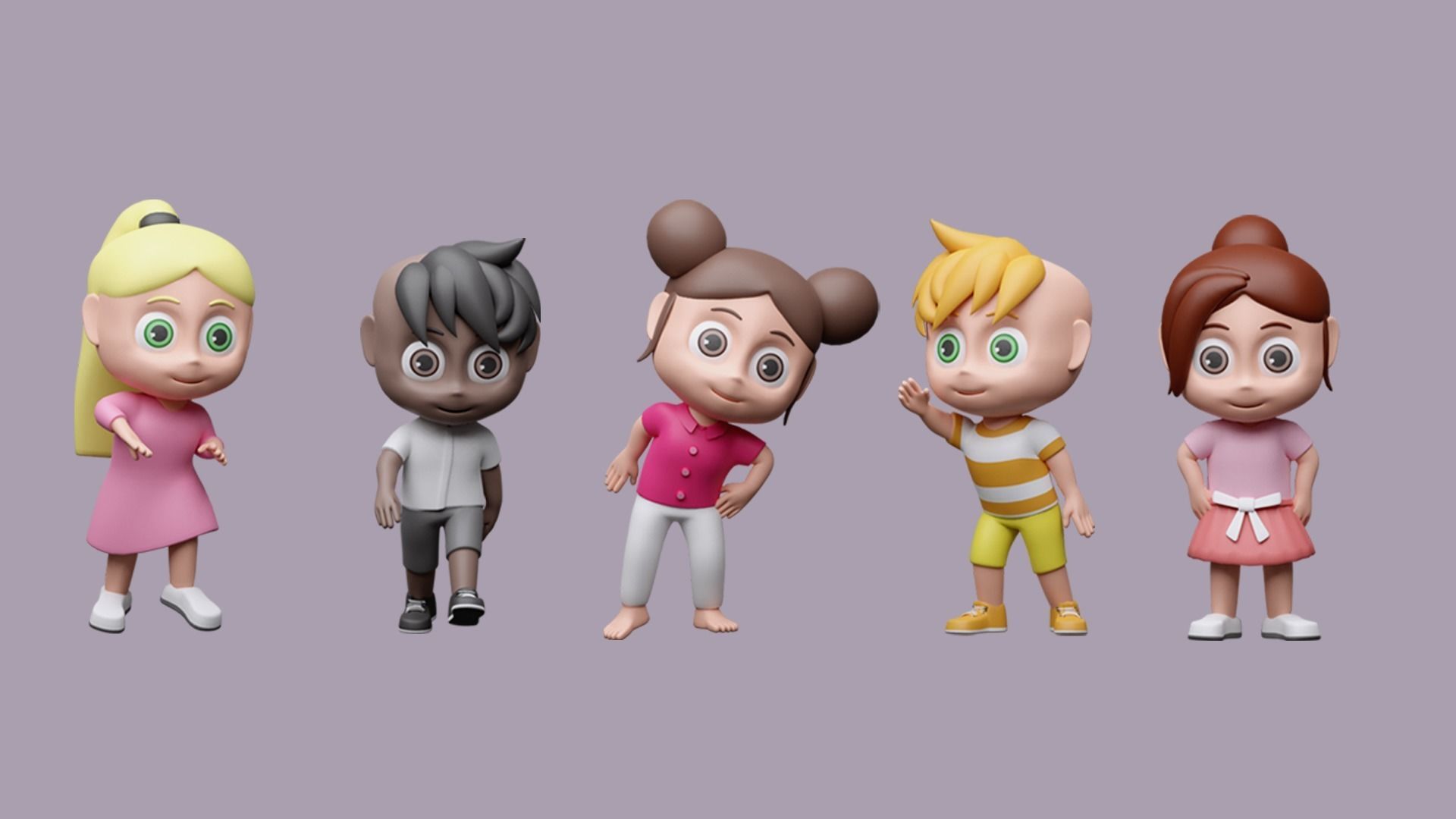 3D model Cartoon characters 2 01 kids VR / AR / low-poly | CGTrader