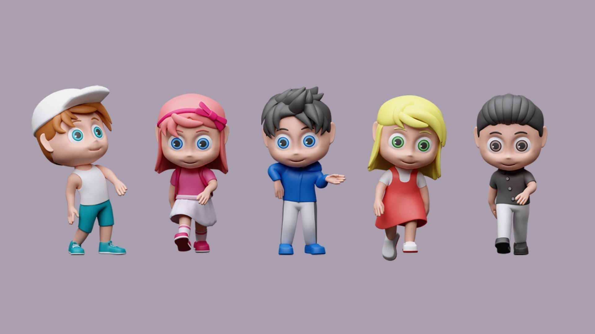3D model Cartoon characters 2 01 kids VR / AR / low-poly | CGTrader