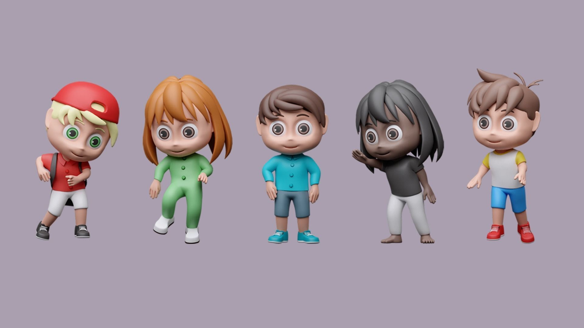 3D model Cartoon characters 2 01 kids VR / AR / low-poly | CGTrader