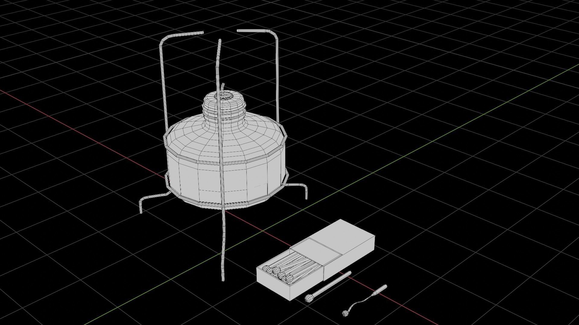 3D model old lamp and matchbox with pbr textures VR / AR / low-poly ...