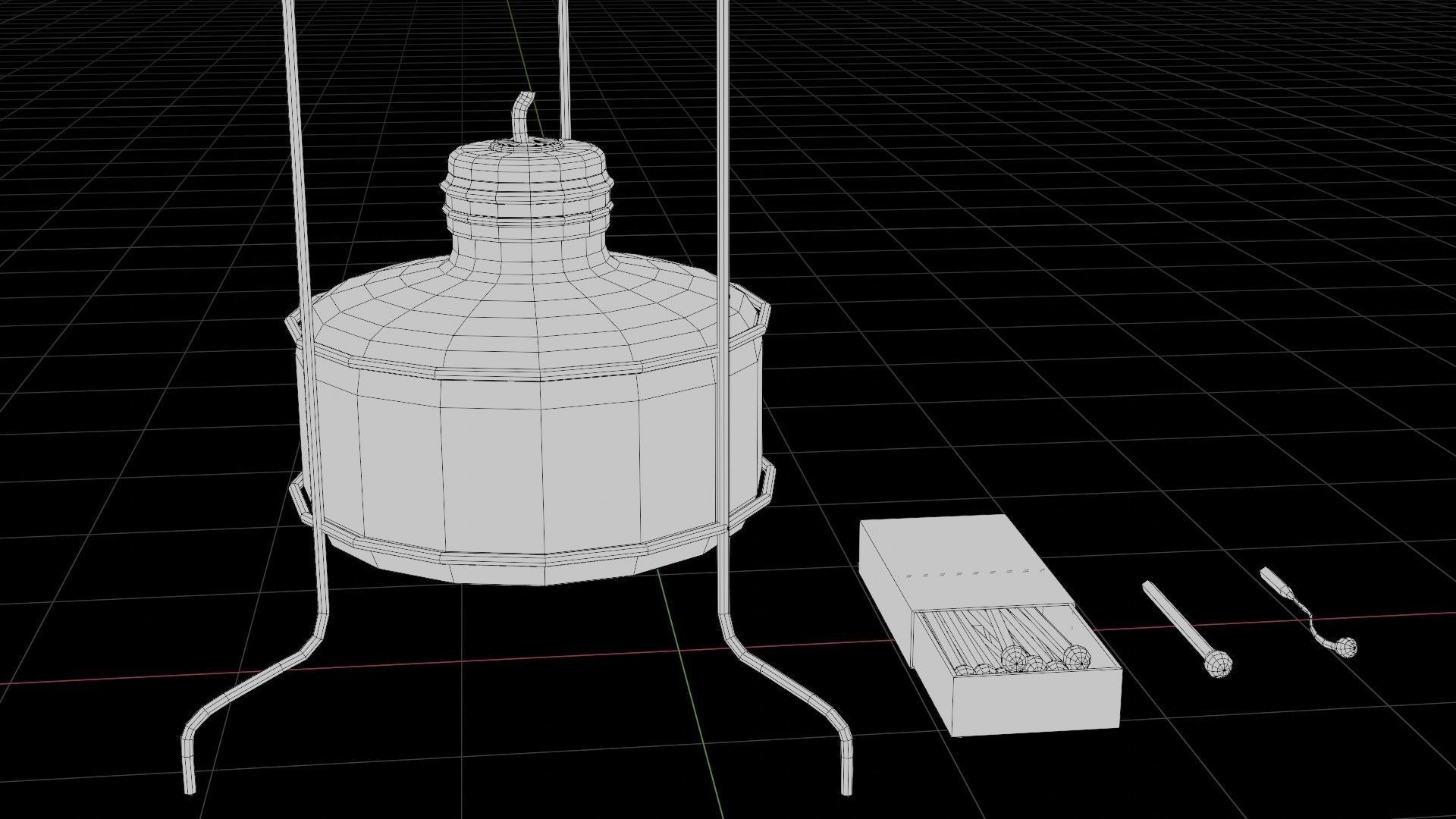 3D model old lamp and matchbox with pbr textures VR / AR / low-poly ...