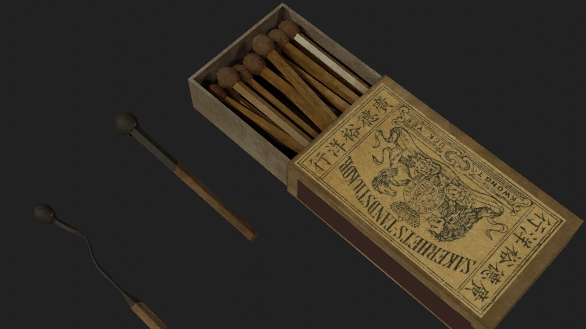 3D model old lamp and matchbox with pbr textures VR / AR / low-poly ...