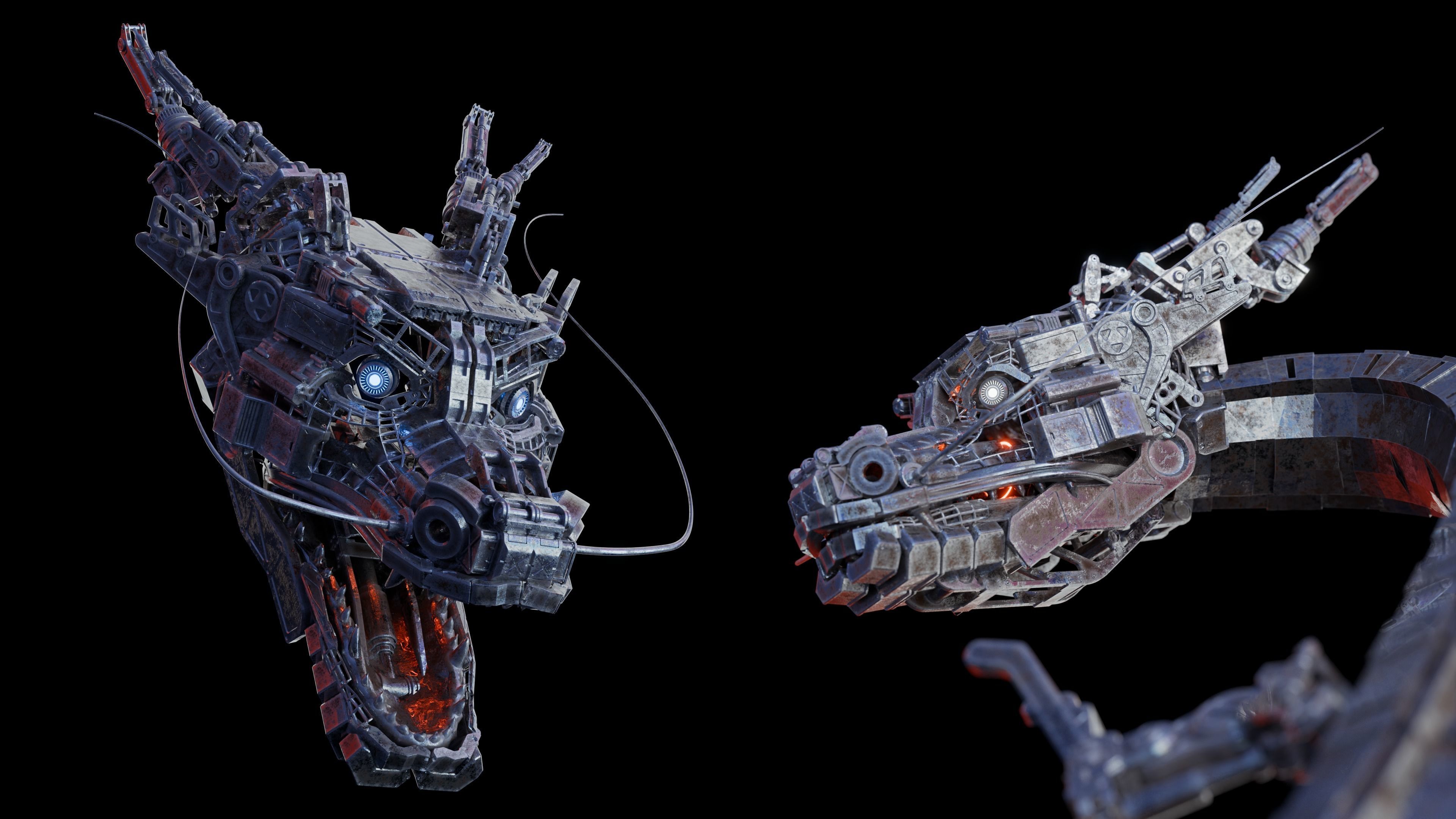 Cyborg Dragon free 3D model animated rigged | CGTrader