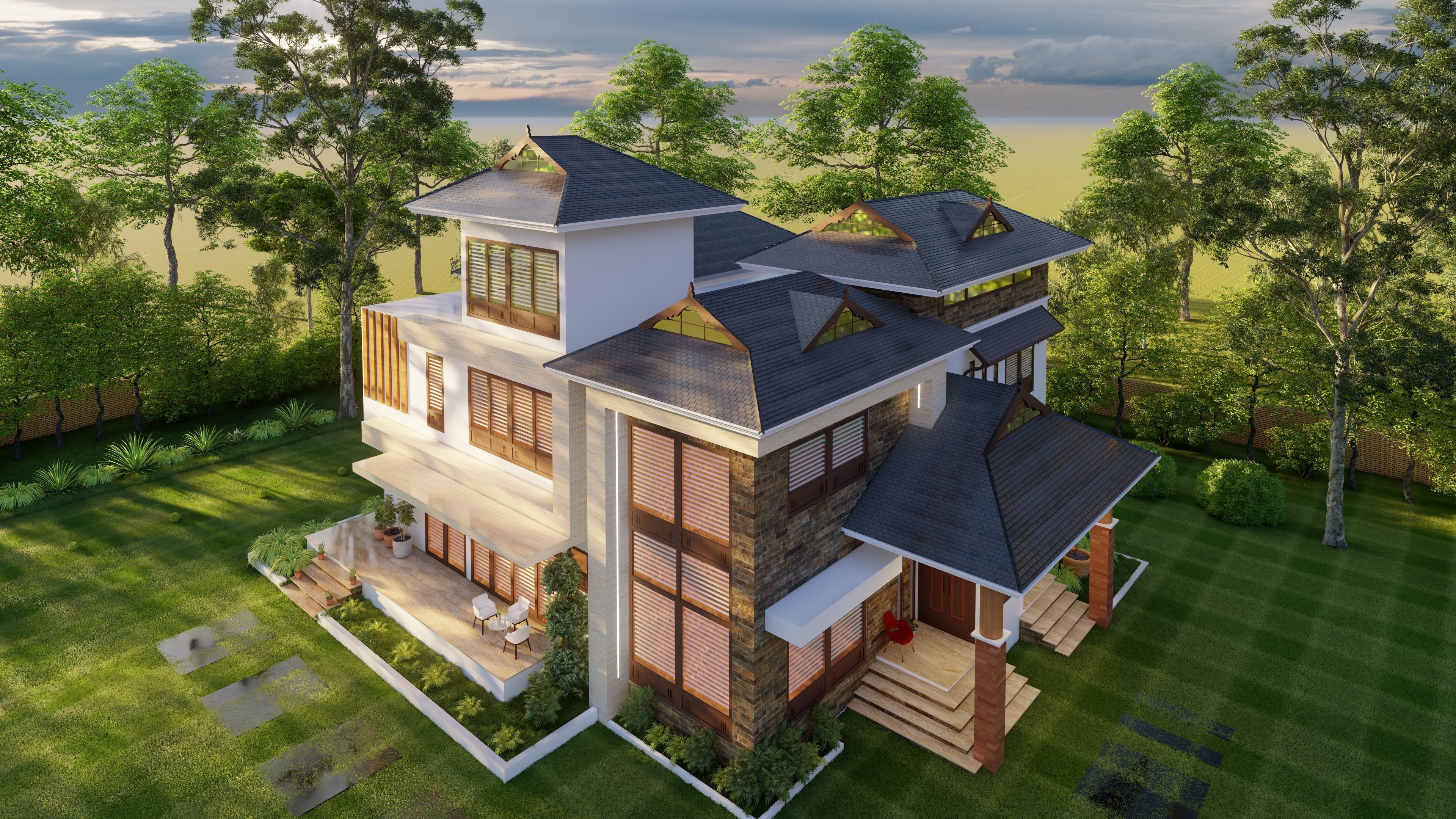 modern traditional house design 3D model | CGTrader