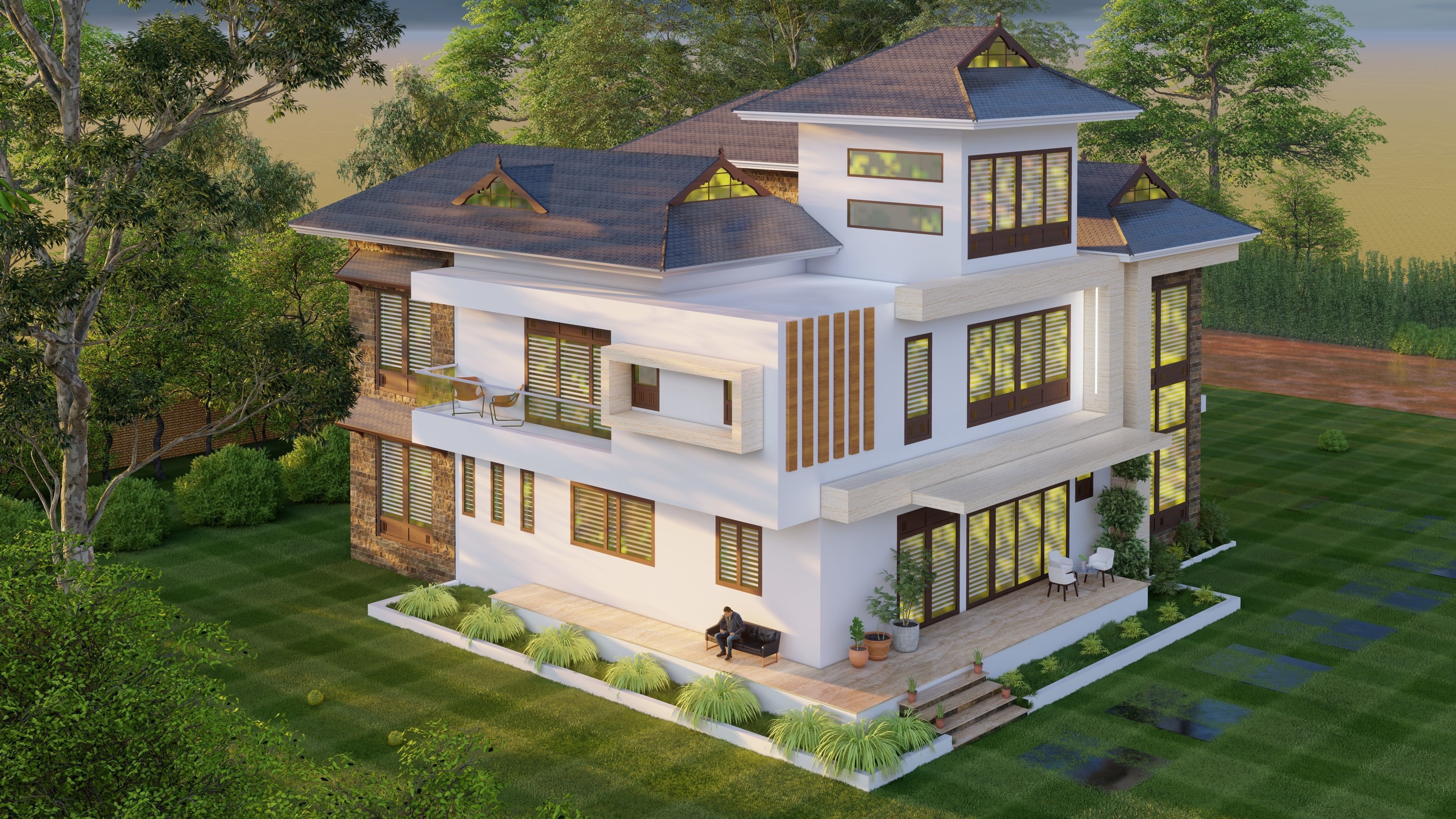 modern traditional house design 3D model | CGTrader