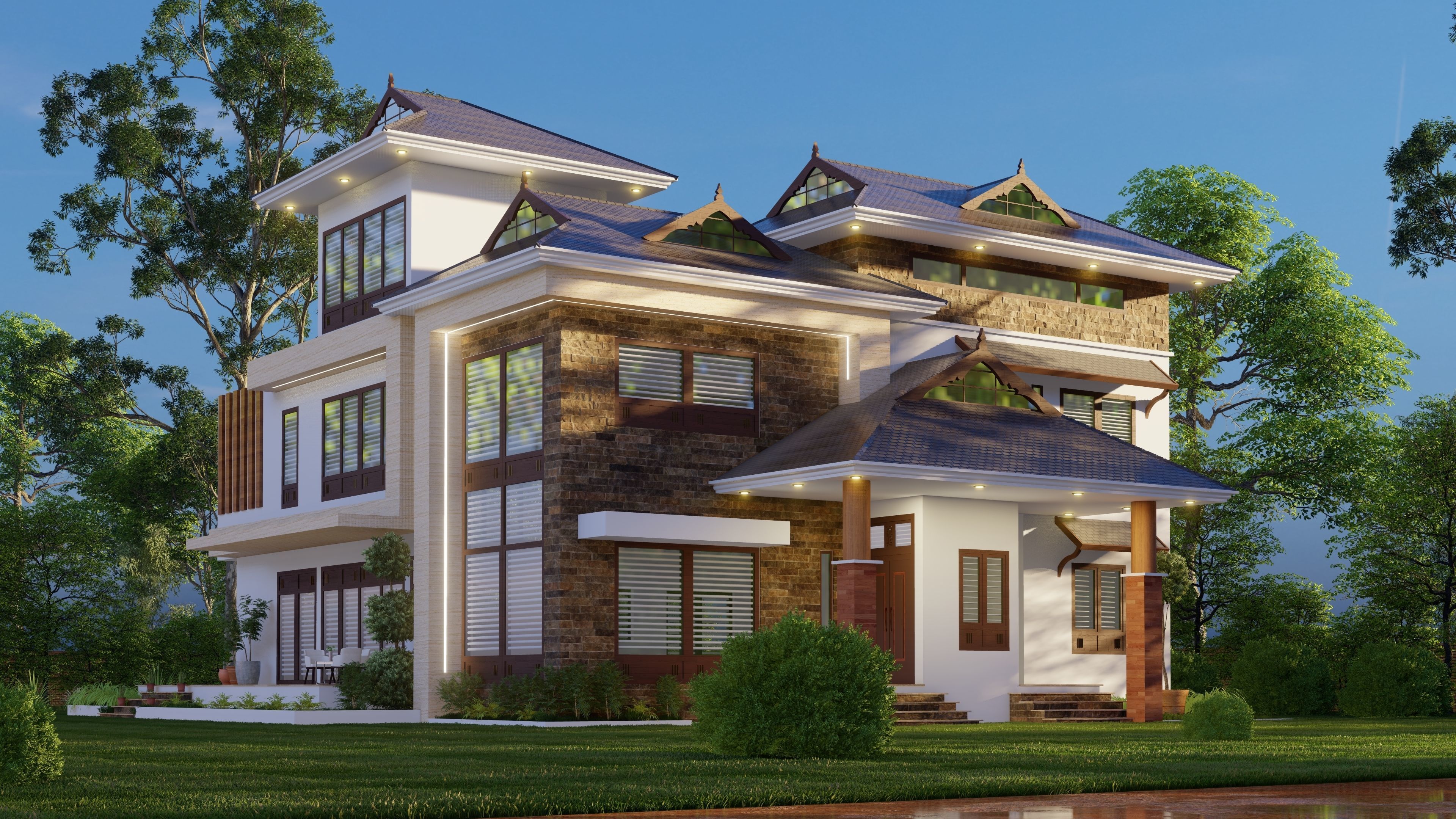 modern traditional house design 3D model | CGTrader