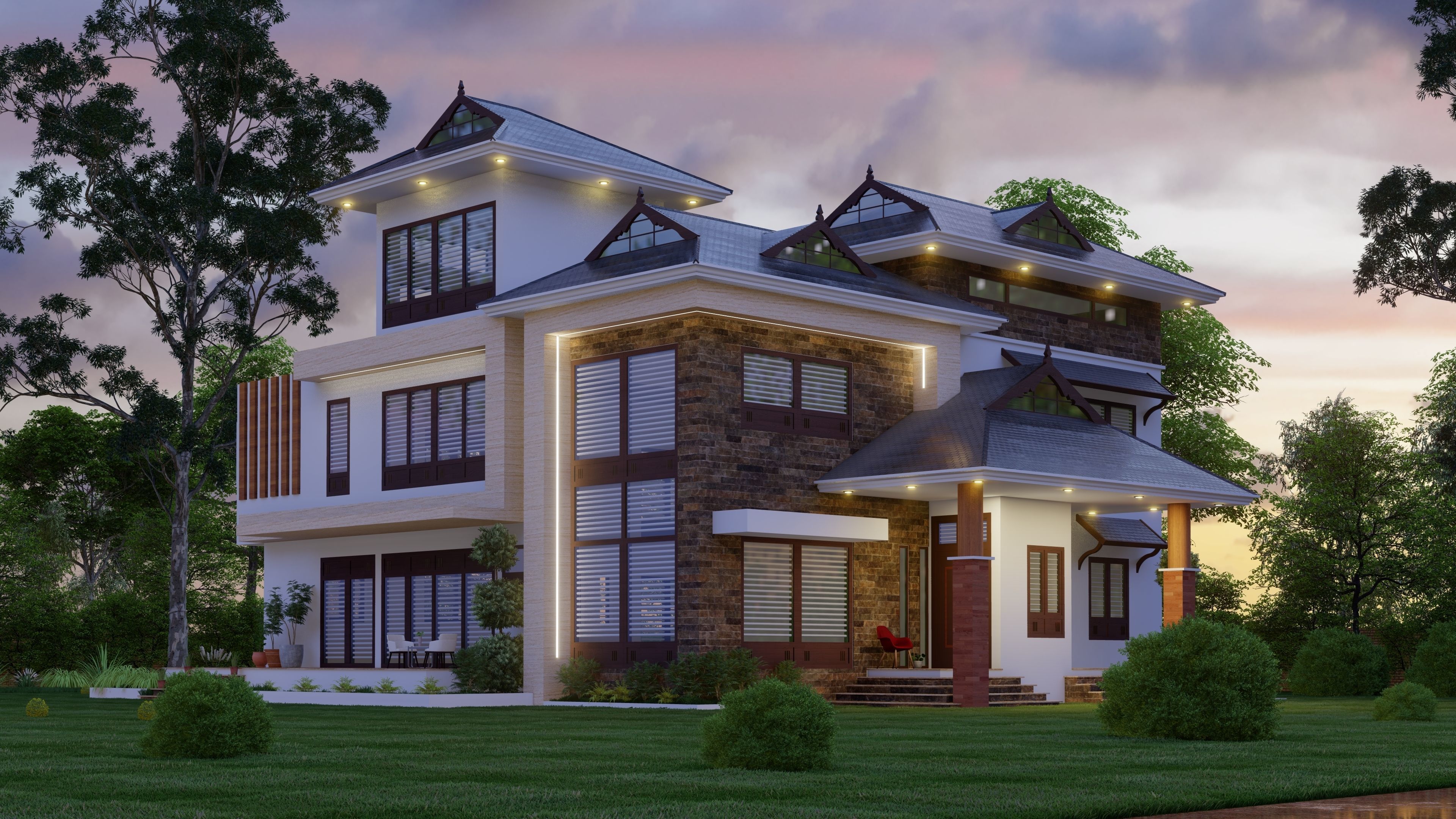 modern traditional house design 3D model | CGTrader