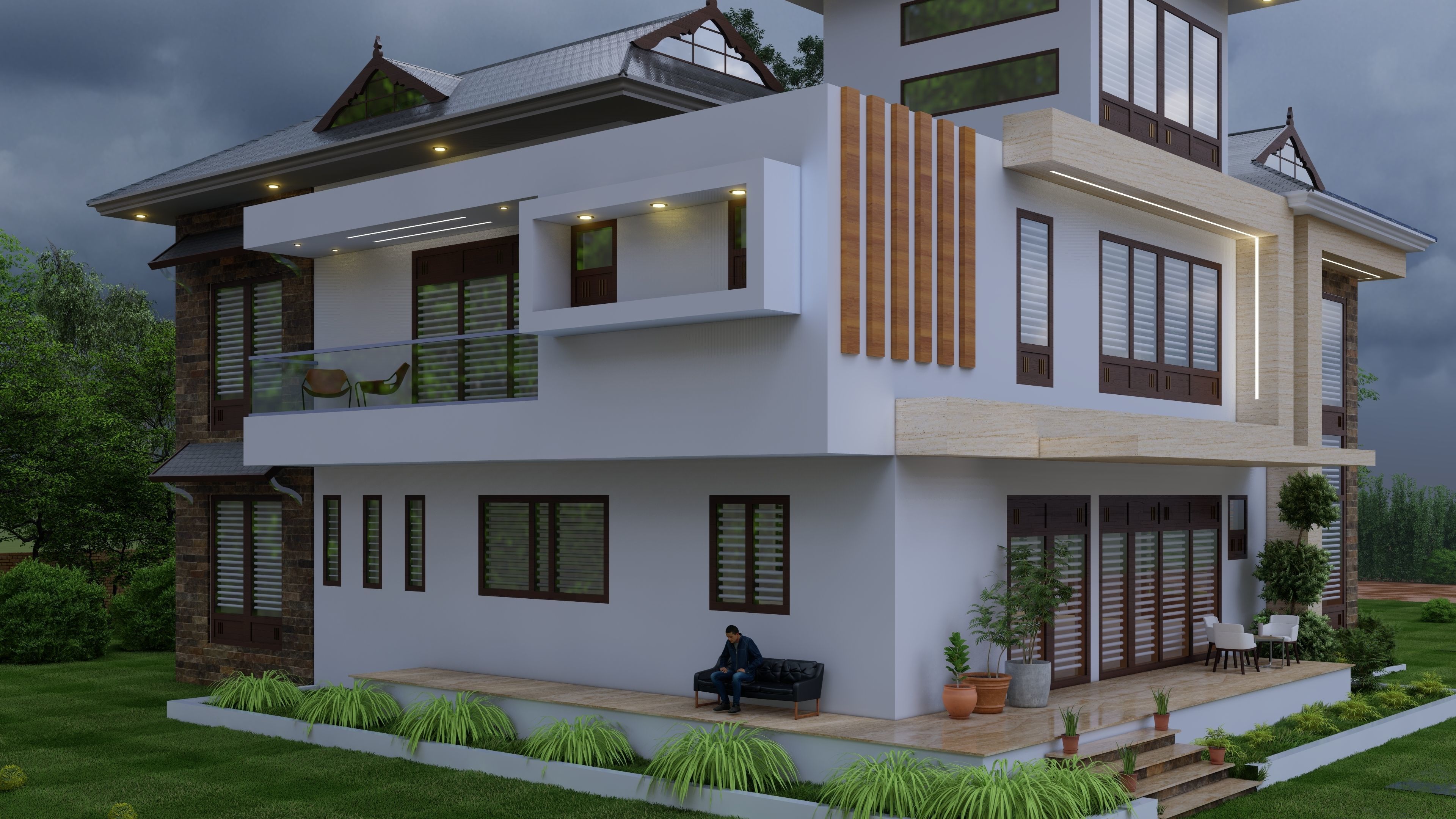 modern traditional house design 3D model | CGTrader