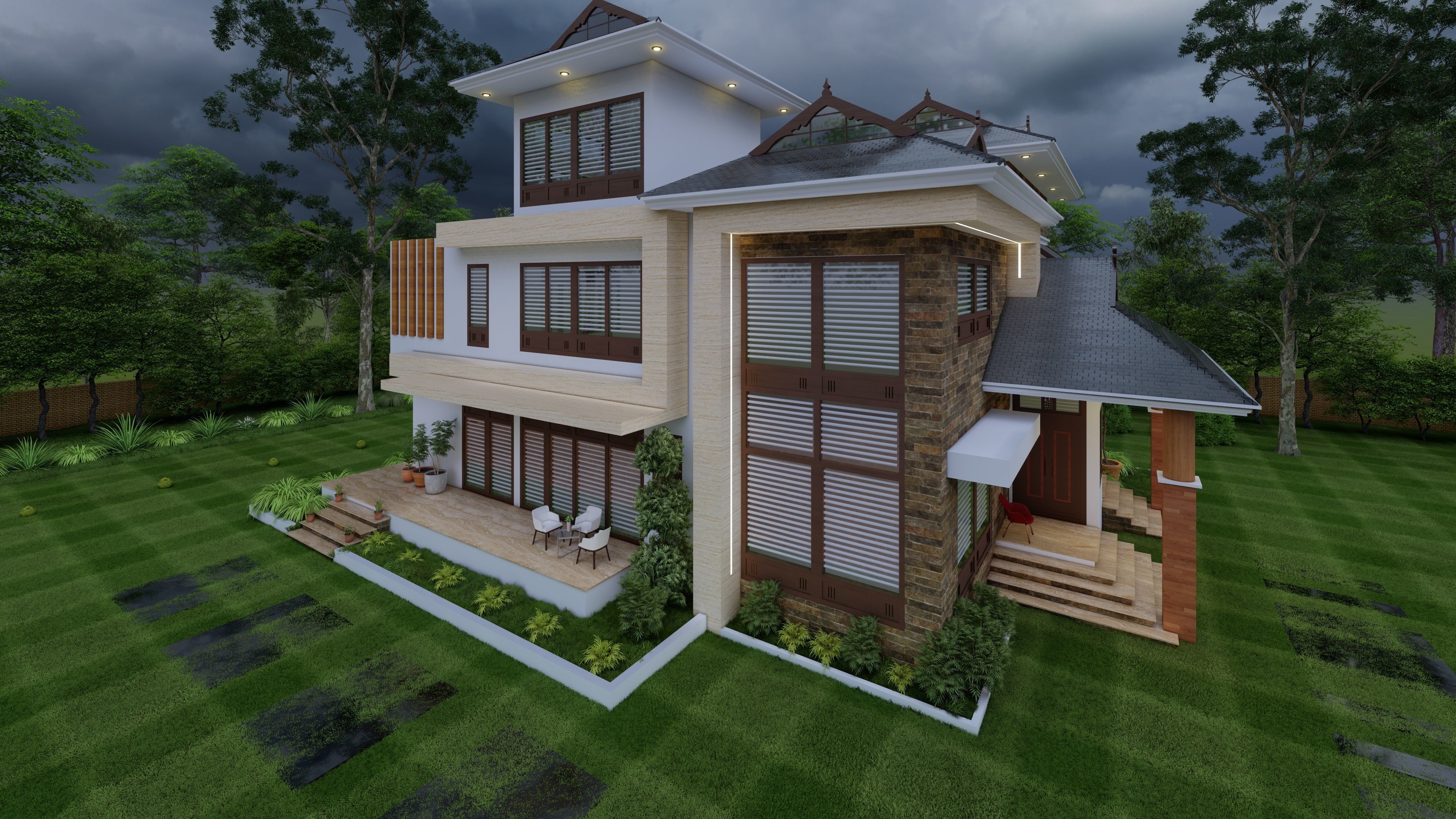 modern traditional house design 3D model | CGTrader