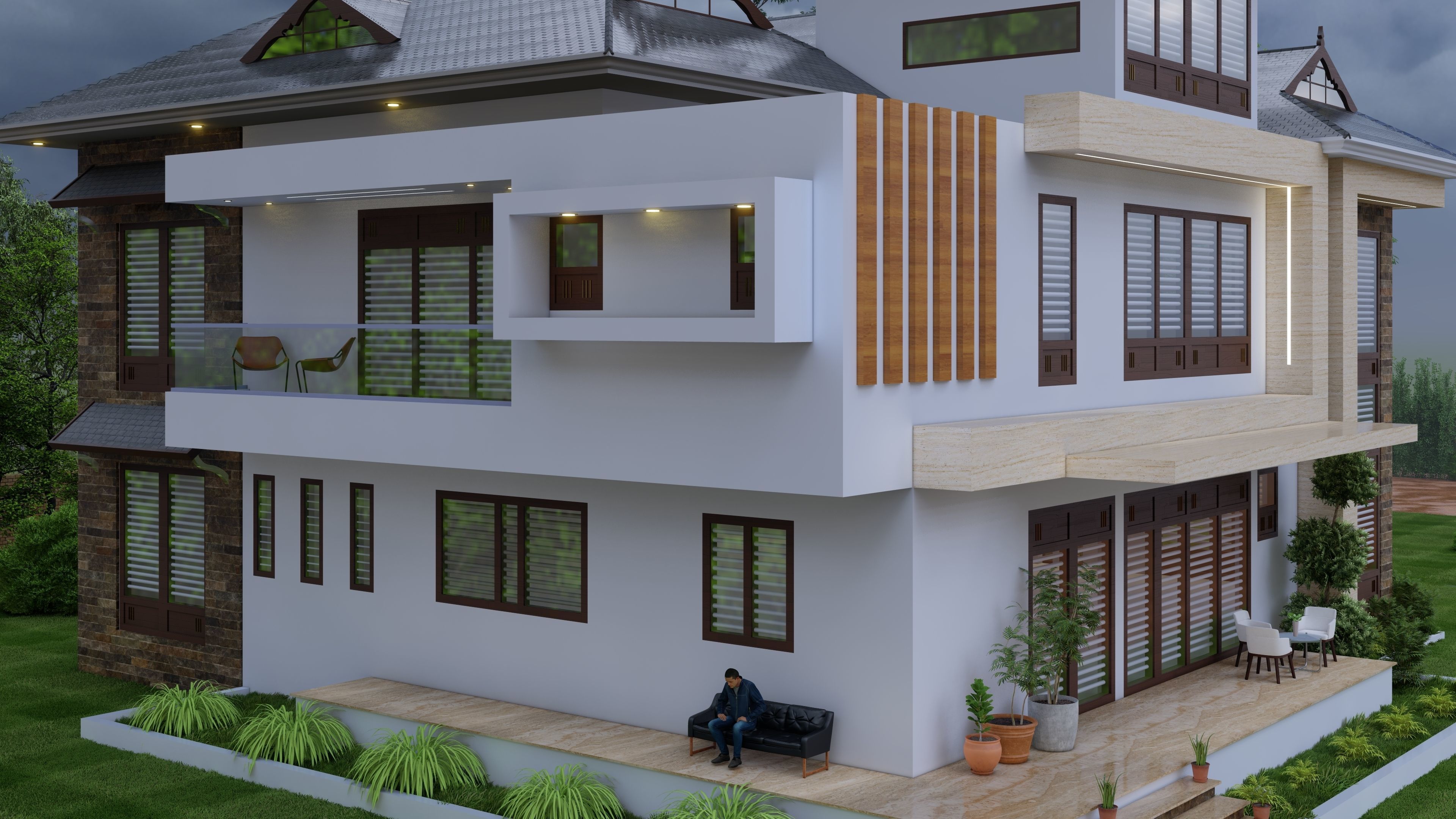 modern traditional house design 3D model | CGTrader