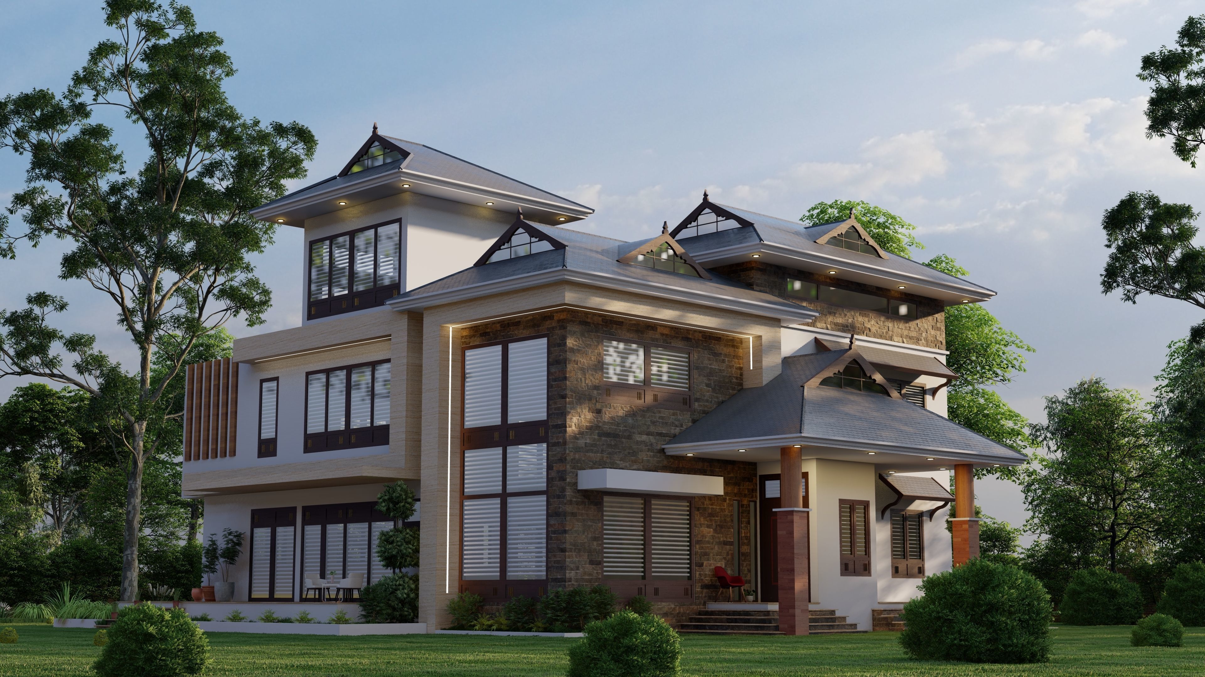 modern traditional house design 3D model | CGTrader